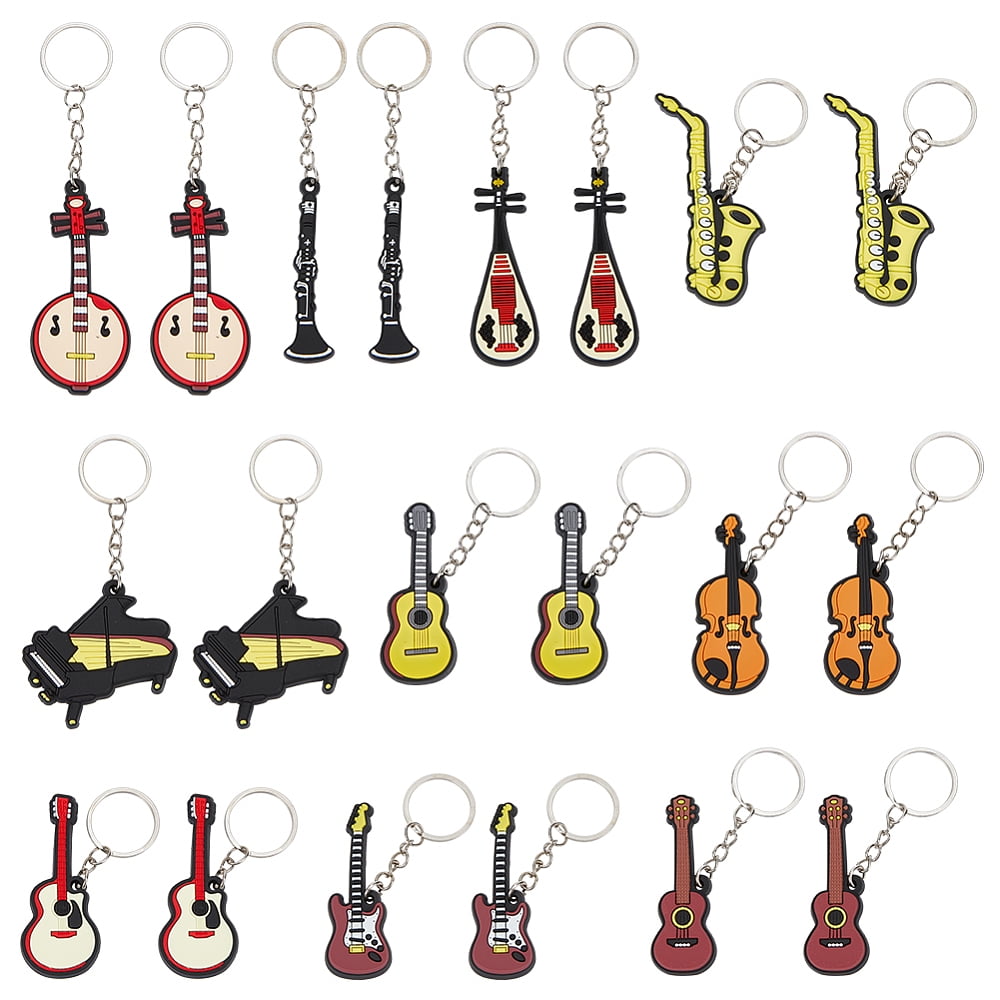 20Pcs 10 Style Silicone Pendant Keychains with Platinum Plated Iron ...