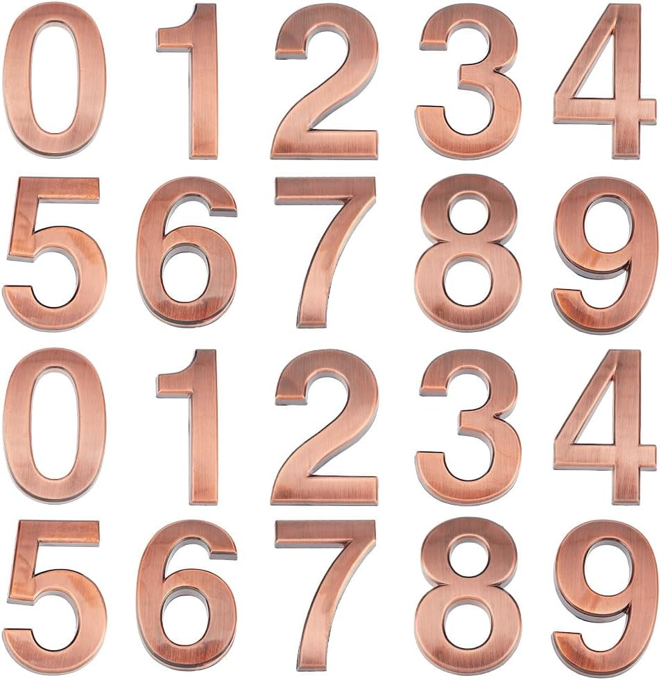 20Pcs 10 Styles 3D Mailbox Numbers Bronze Tibetan Antique Self Adhesive ...