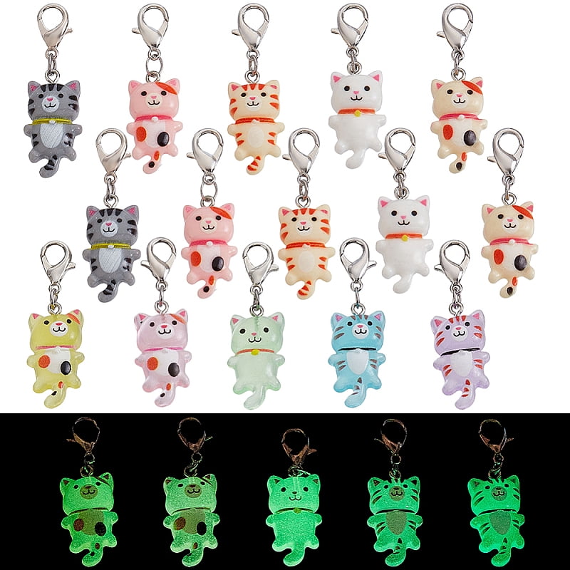 20Pcs 10 Styles Cat Resin Pendant Locking Stitch Markers with Alloy ...