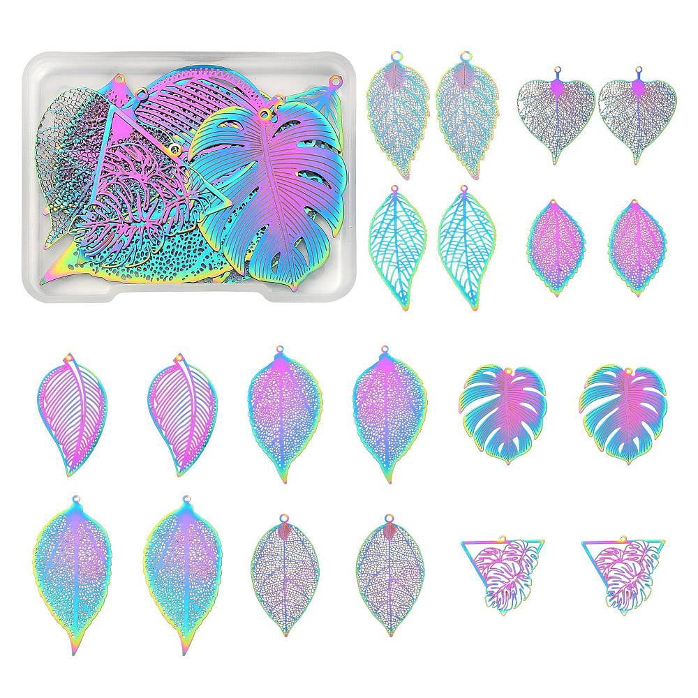 20Pcs 10 Styles Ion Plating(IP) 201 Stainless Steel Filigree Pendants ...