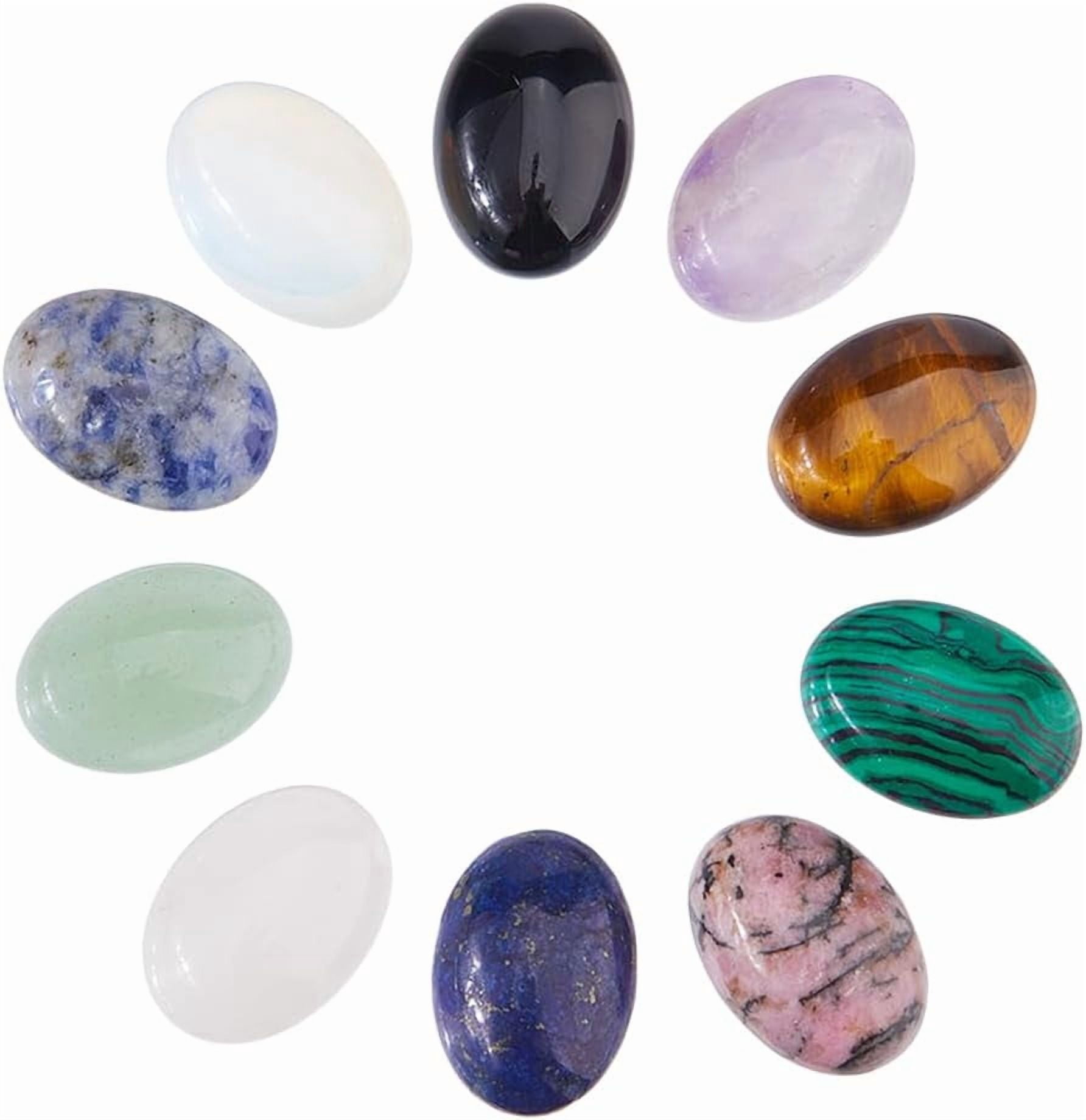 20Pcs 10 Styles Oval Mixed Gemstone Cabochons Semi-Precious Gemstones ...