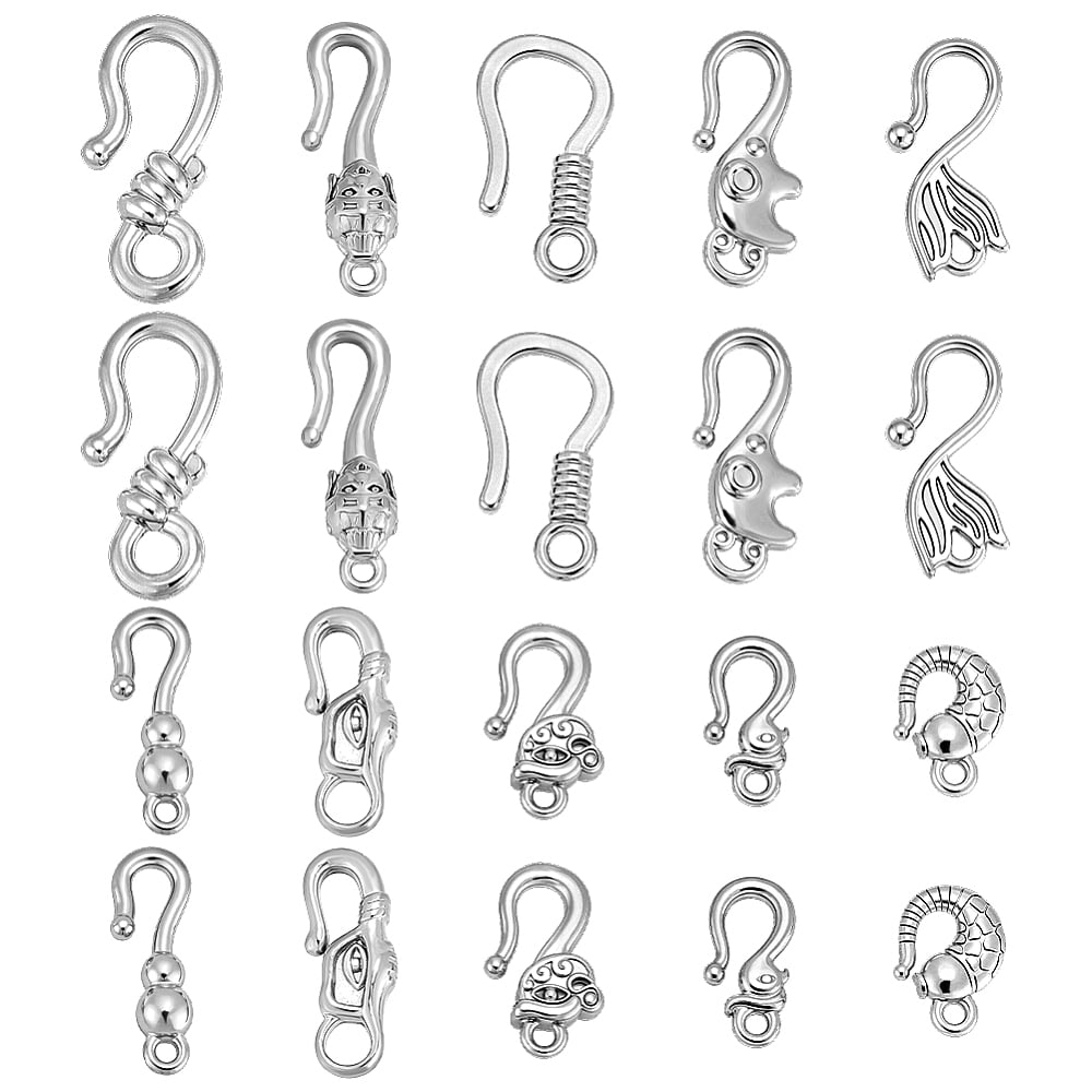 20Pcs 10 Styles Stainless Steel S-Hook Clasps Stainless Steel Color 9 ...
