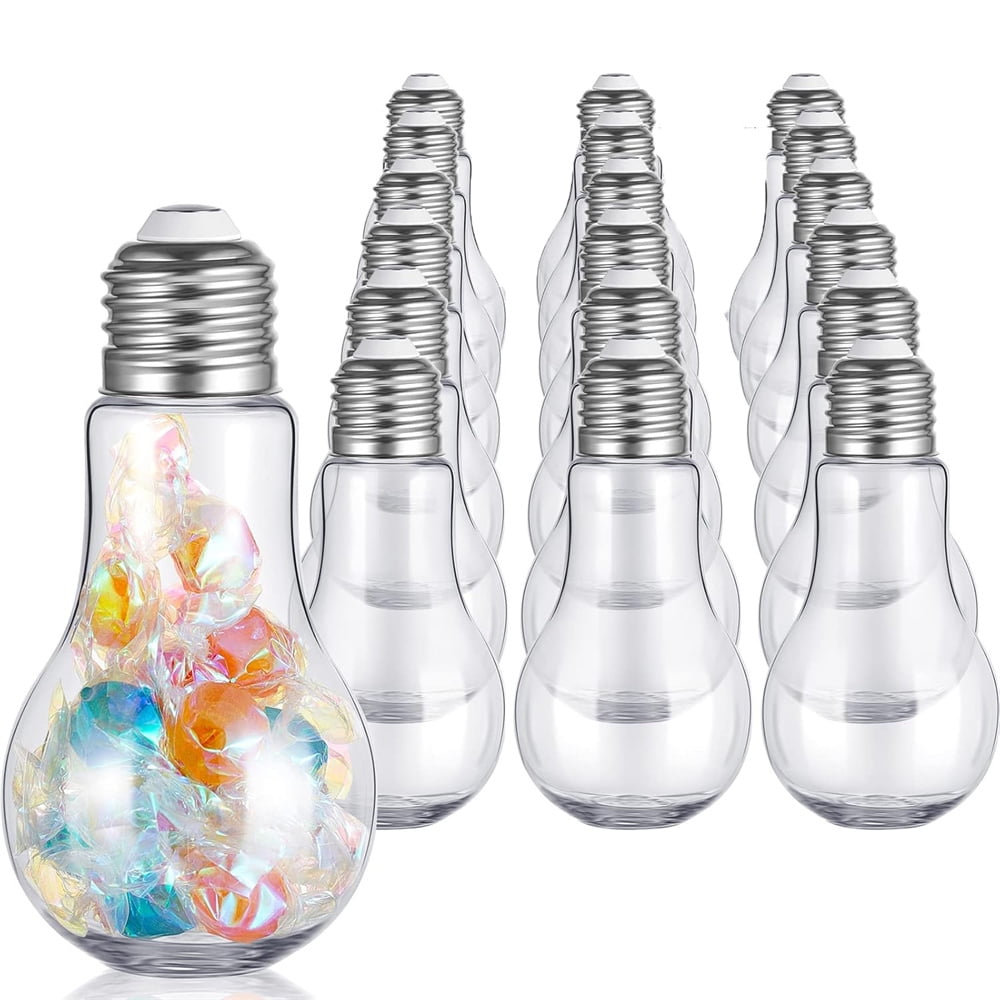 20Pcs 100 ML Plastic Light Bulb Jars, Light Bulb Candy Containers Clear ...