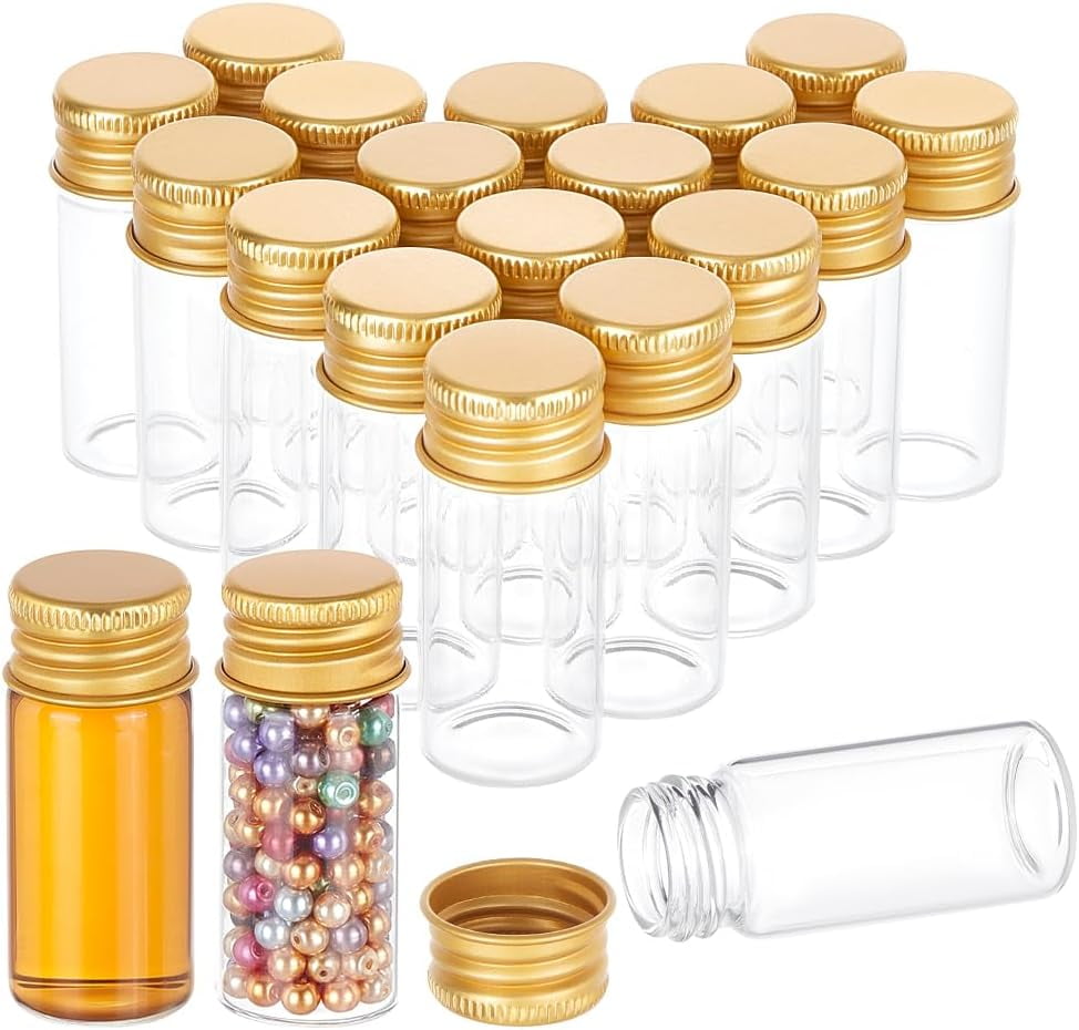 20Pcs 10ml/0.34oz Glass Sealed Bottle with Gold Screw Aluminum Cap ...