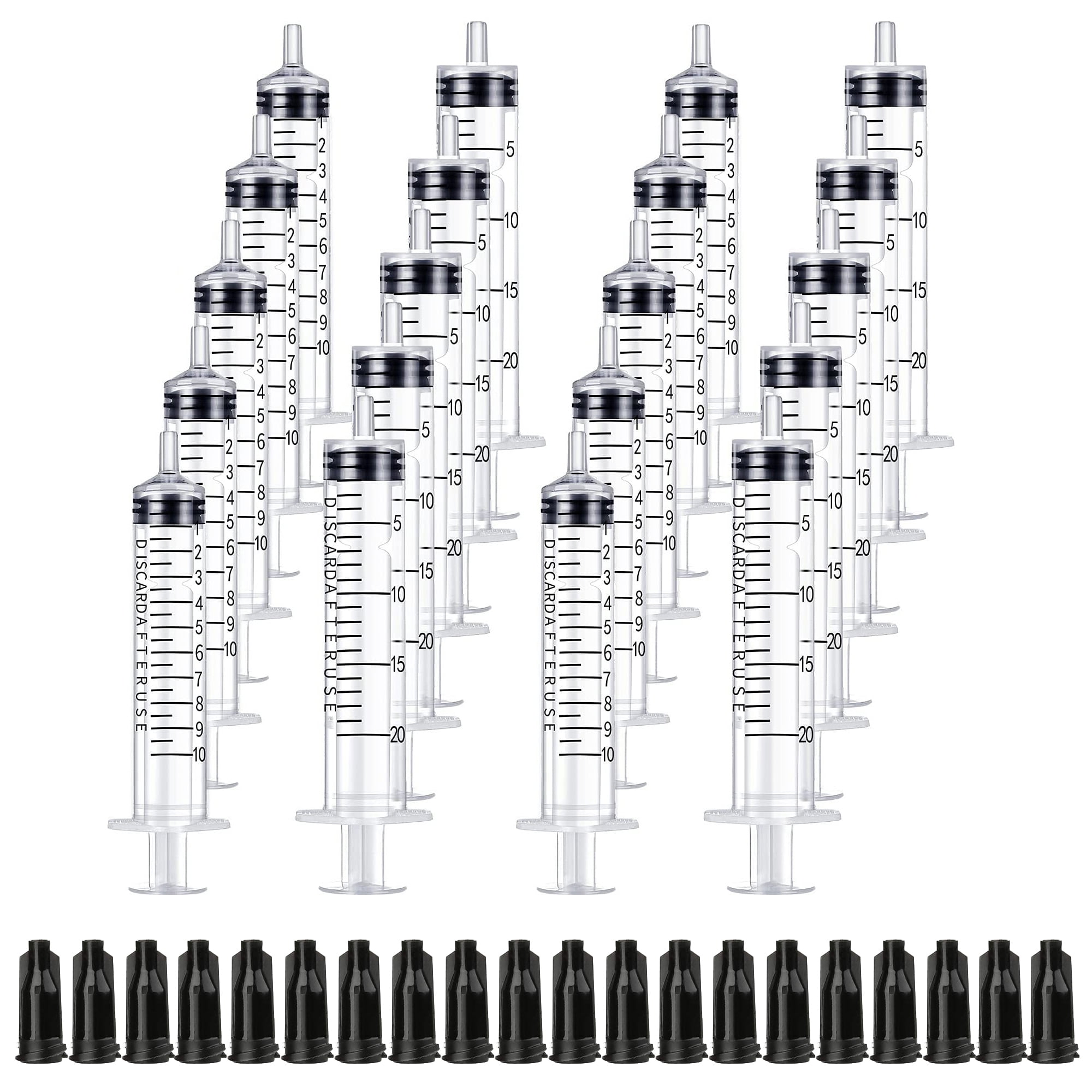 20Pcs 10ml 20ml Plastic Syringe with Caps, Multiple Uses Measuring ...