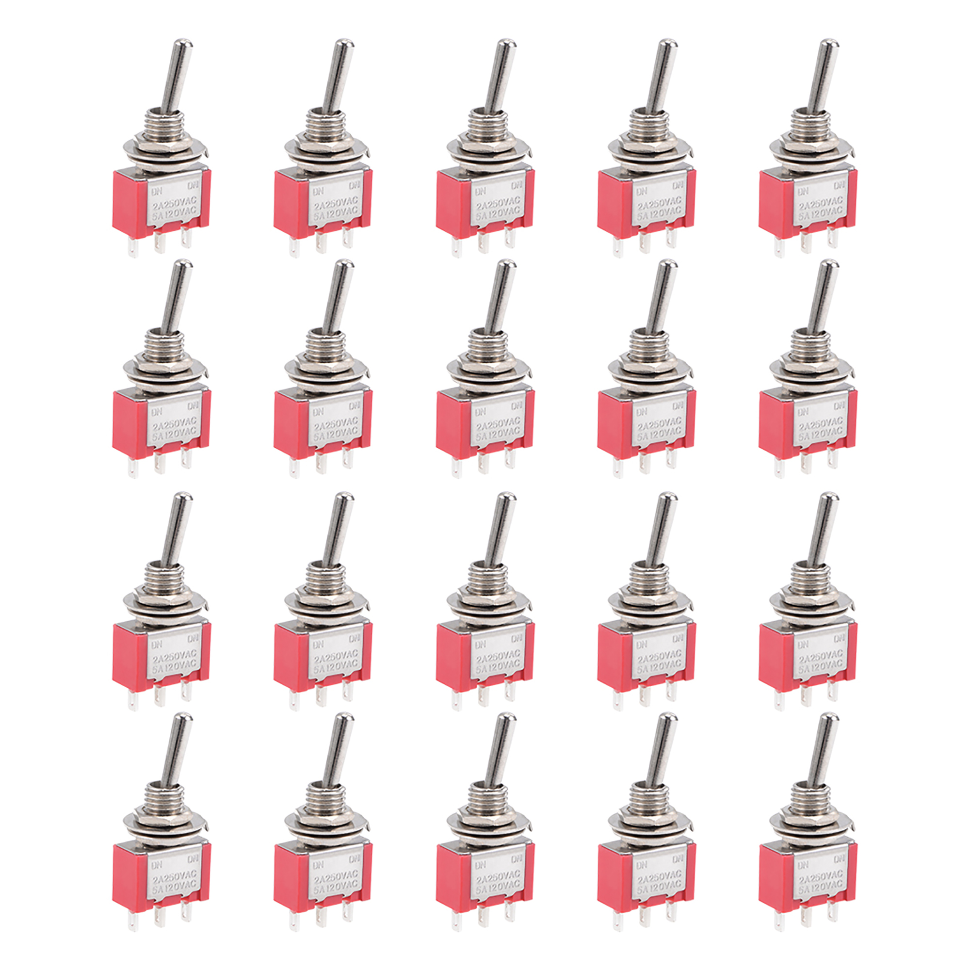 20Pcs 120V/5A 250V/2A On/On 2P Terminal SPDT Latching Toggle Switch ...
