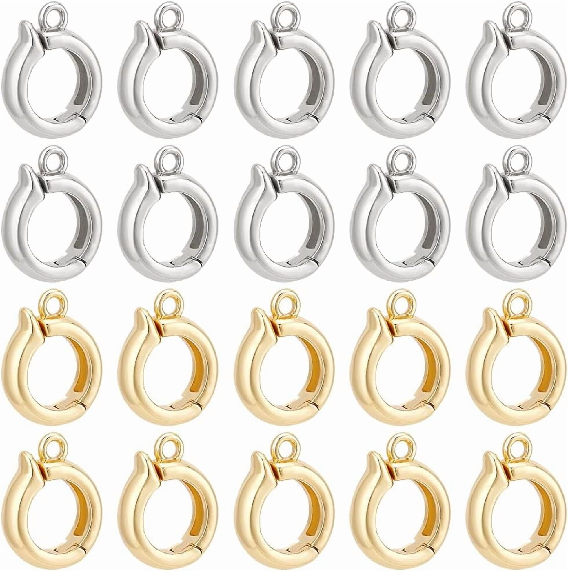 20Pcs 18K Real Gold Plated Brass Spring Ring Clasps Platinum Round ...