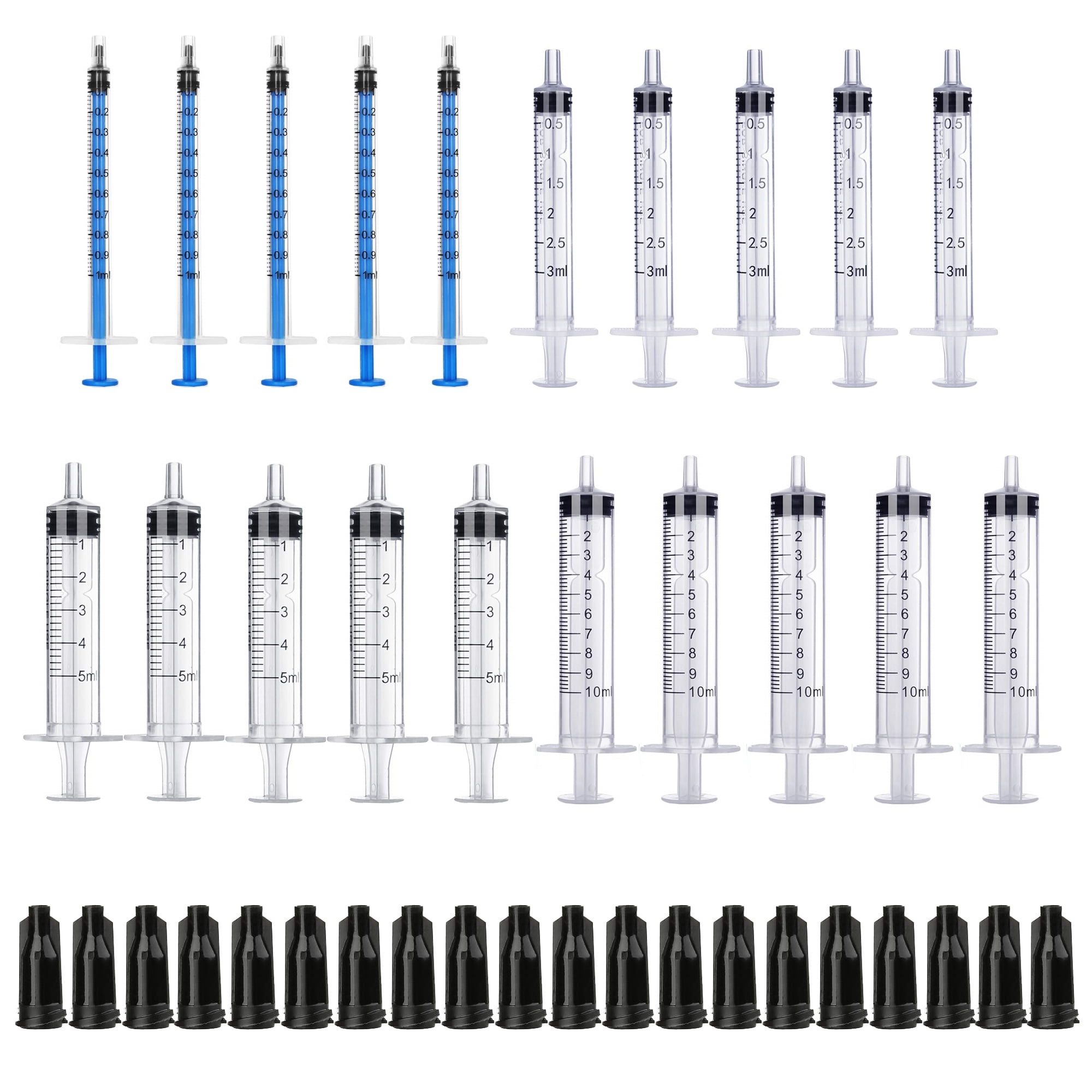 20Pcs 1ml blue 3ml 5ml 10ml Plastic Syringe with Caps, Multiple Uses ...