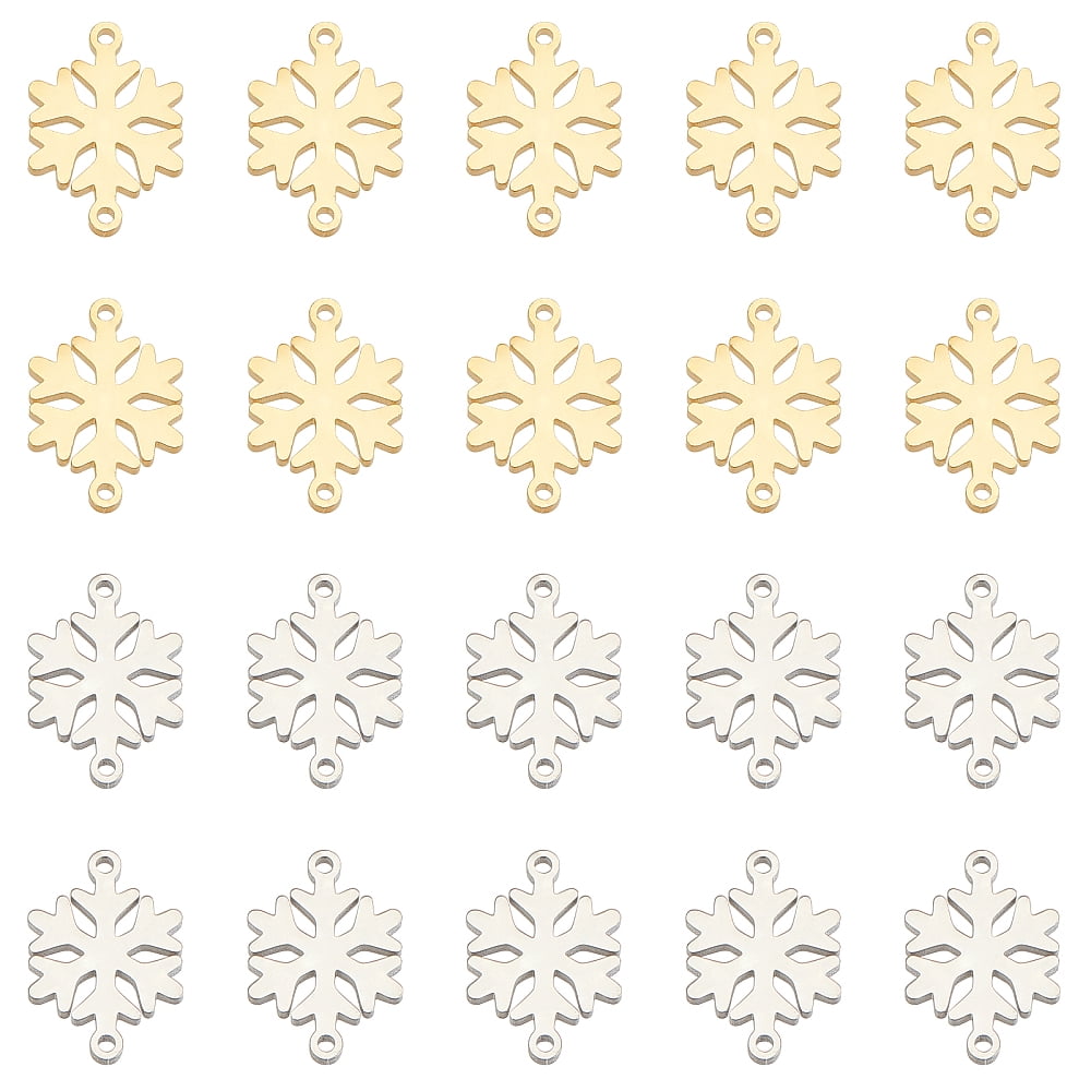 20Pcs 2 Color Stainless Steel Links Connectors Snowflake Golden ...