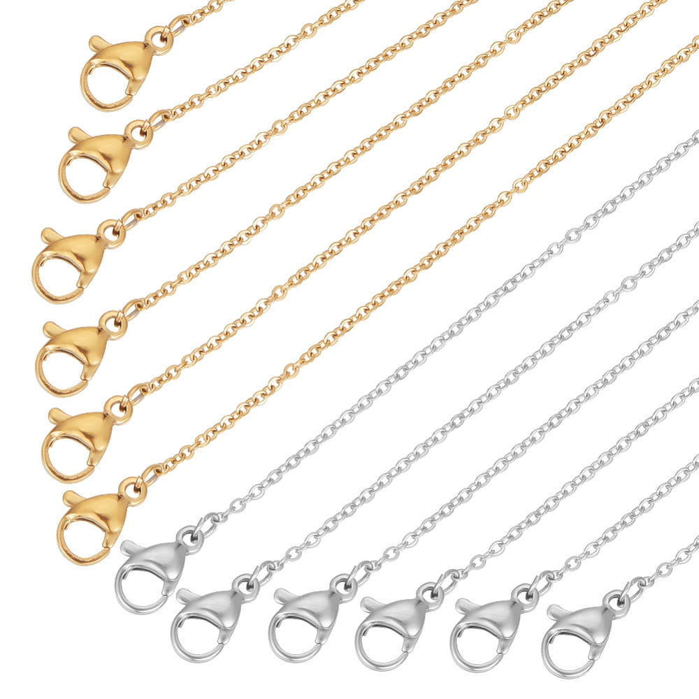 20Pcs 2 Colors 304 Stainless Steel Cable Chain Necklaces Set Golden ...