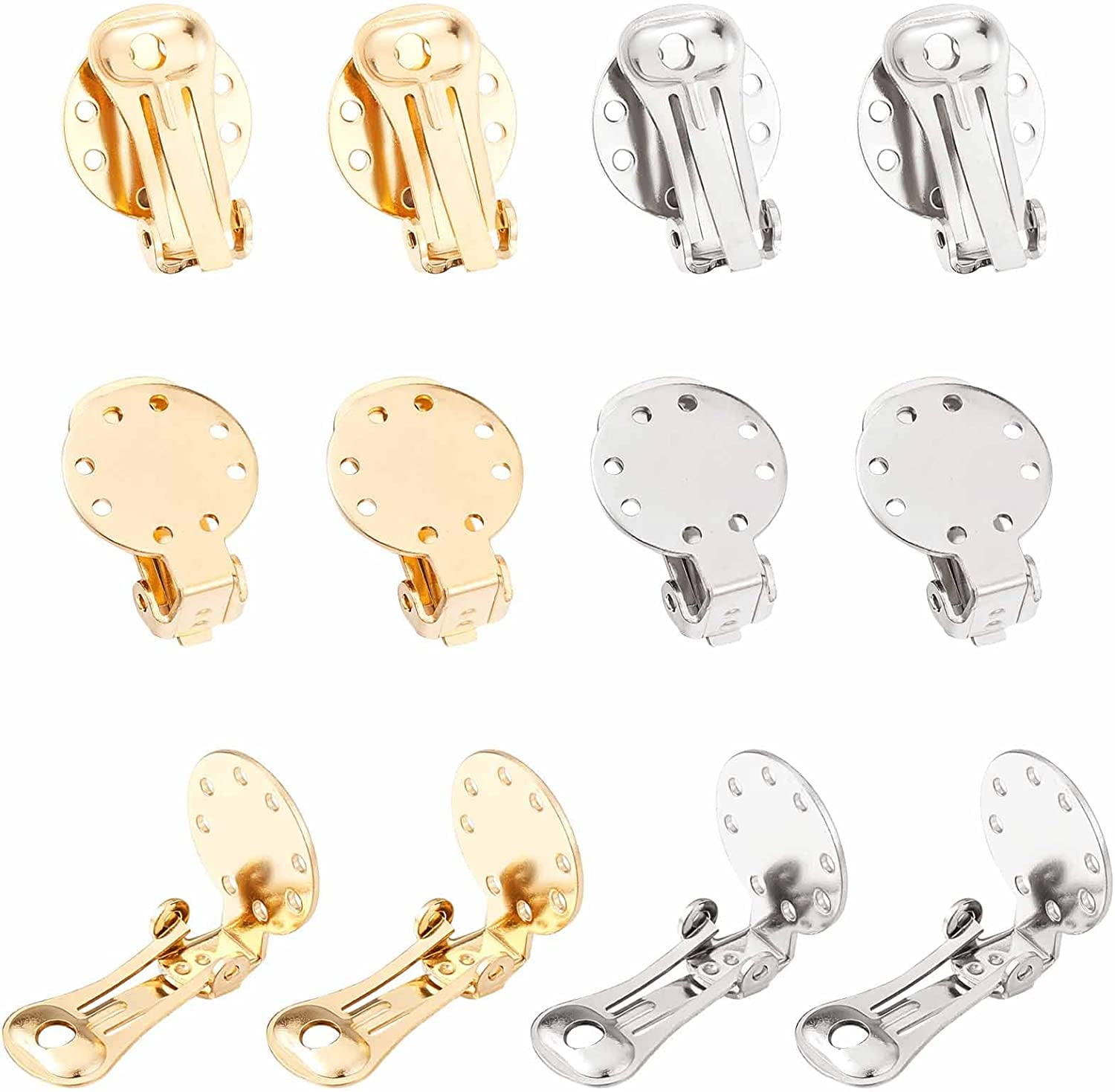 20Pcs 2 Colors 304 Stainless Steel Clip on Earring Pads Flat Round ...