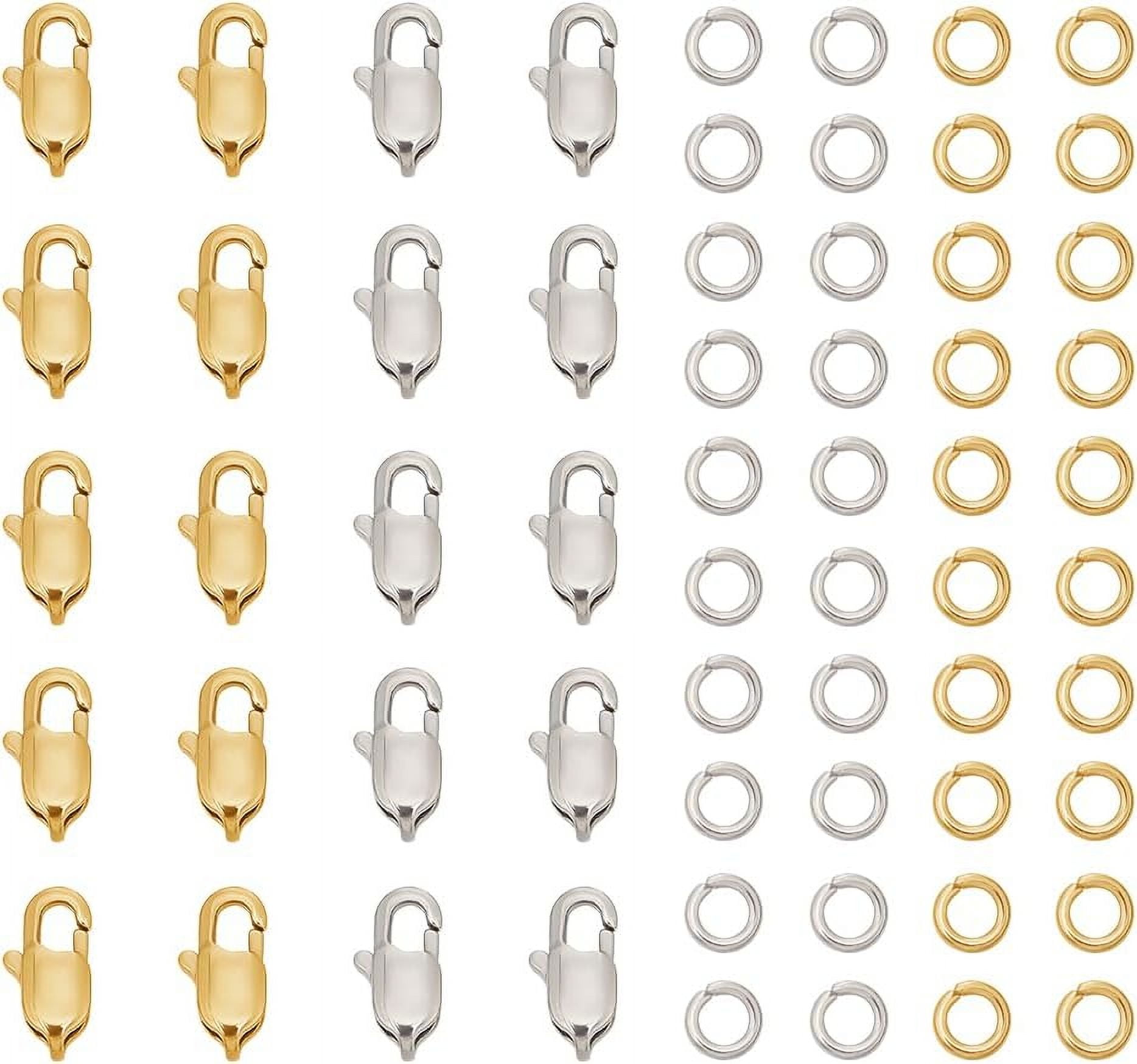 20Pcs 2 Colors 304 Stainless Steel Lobster Claw Clasp with 40Pcs Open ...