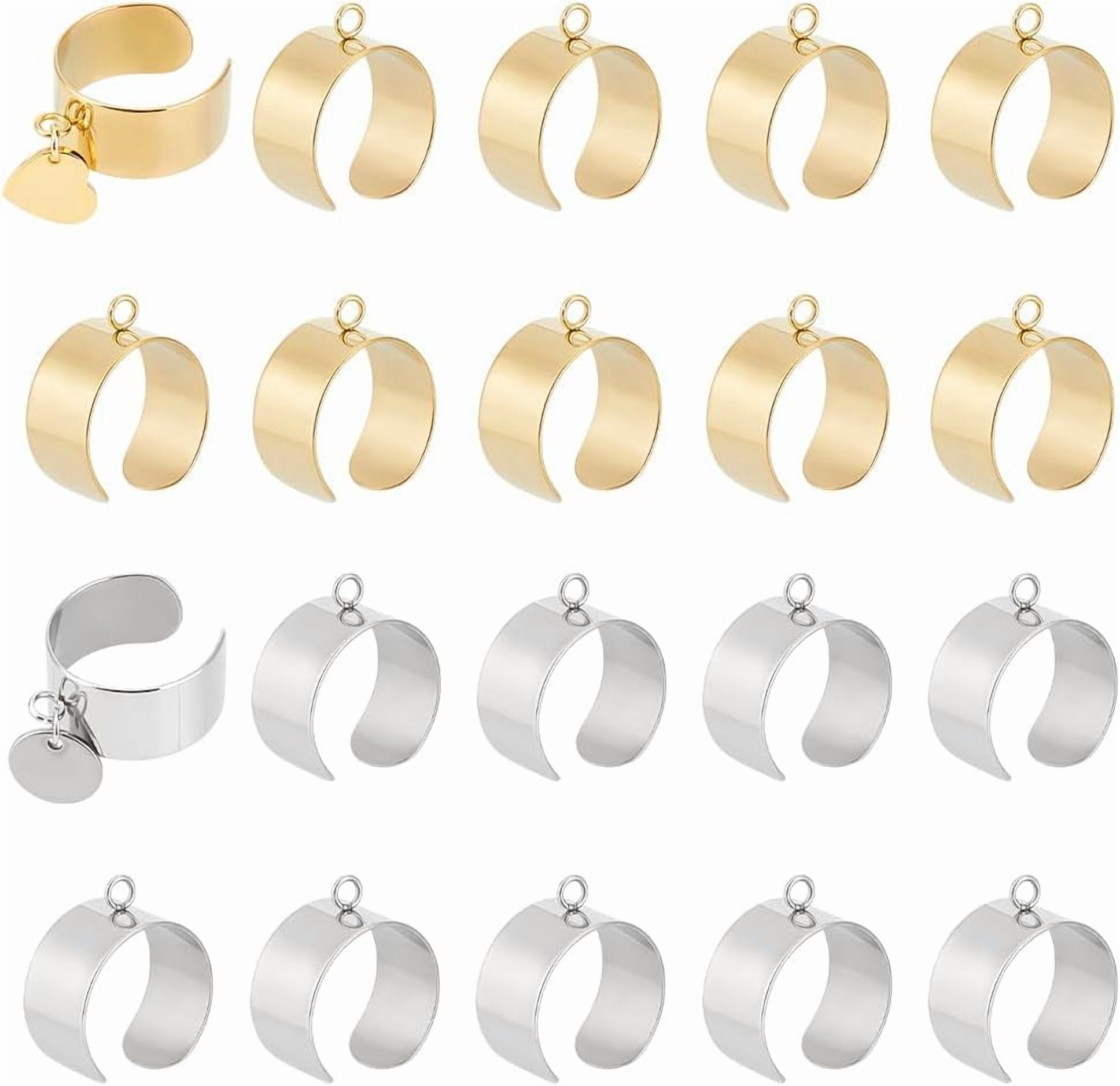 20Pcs 2 Colors 304 Stainless Steel Ring Adjustable Open Cuff Rings ...