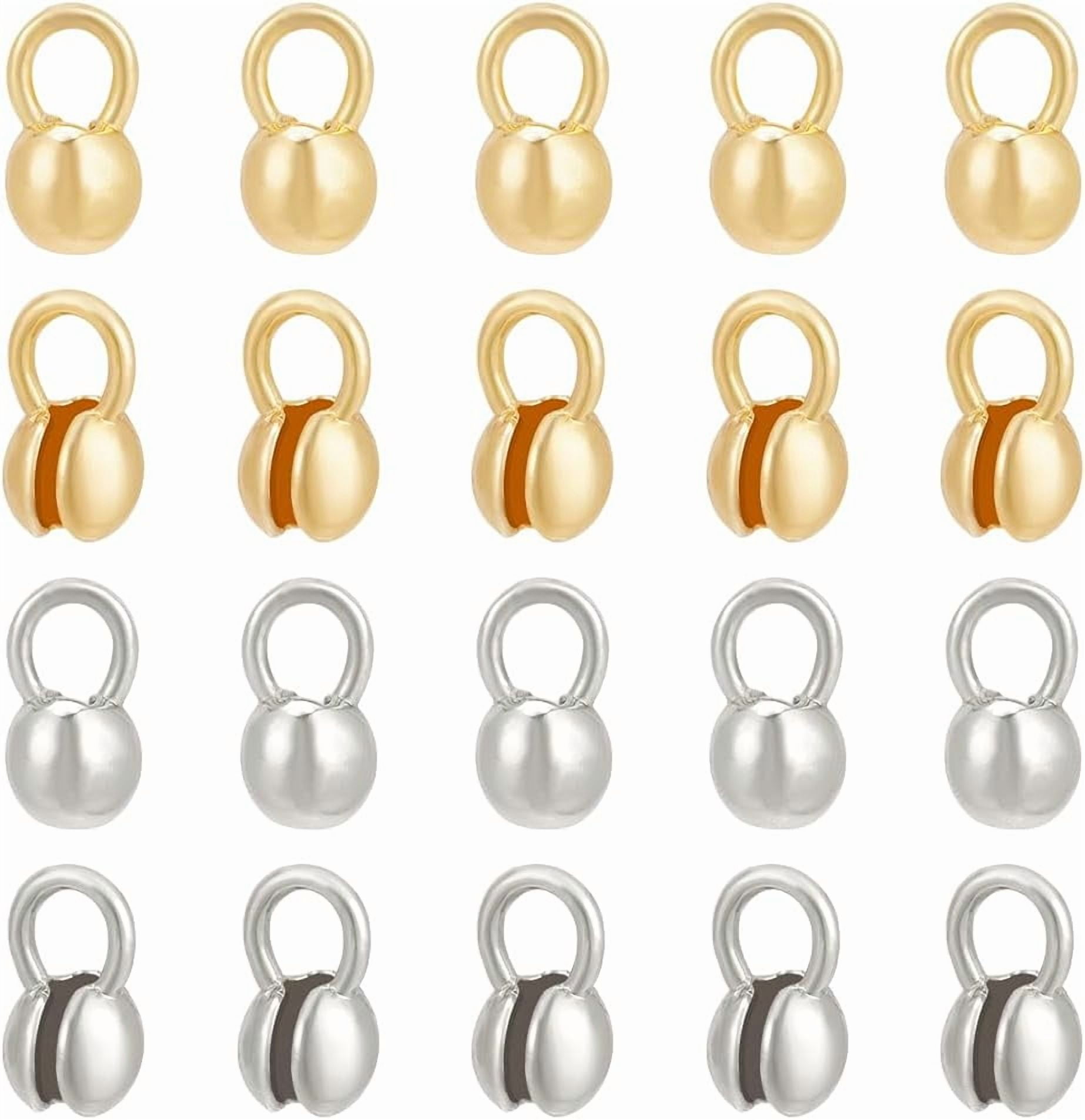 20Pcs 2 Colors Alloy Bead Tips Gold/Platinum Plated Round Bead Tips ...