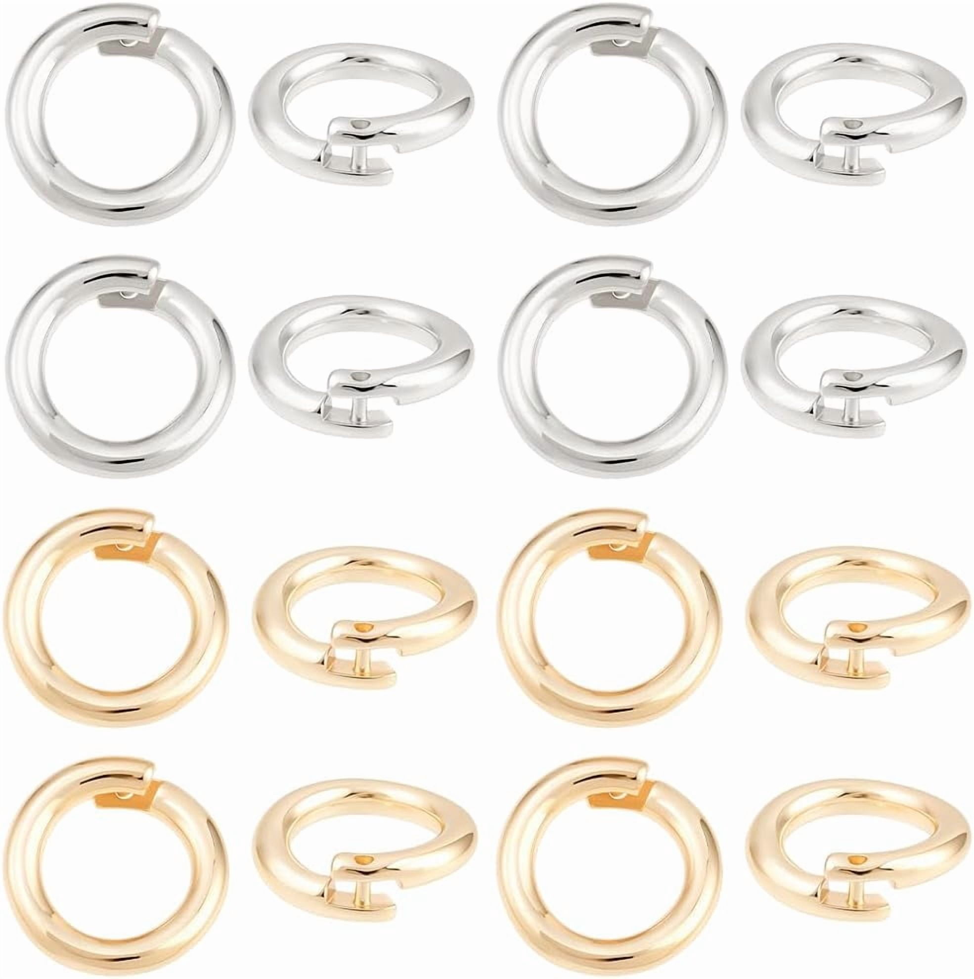 20Pcs 2 Colors Brass Locking Jump Rings Open Round Platinum Golden ...