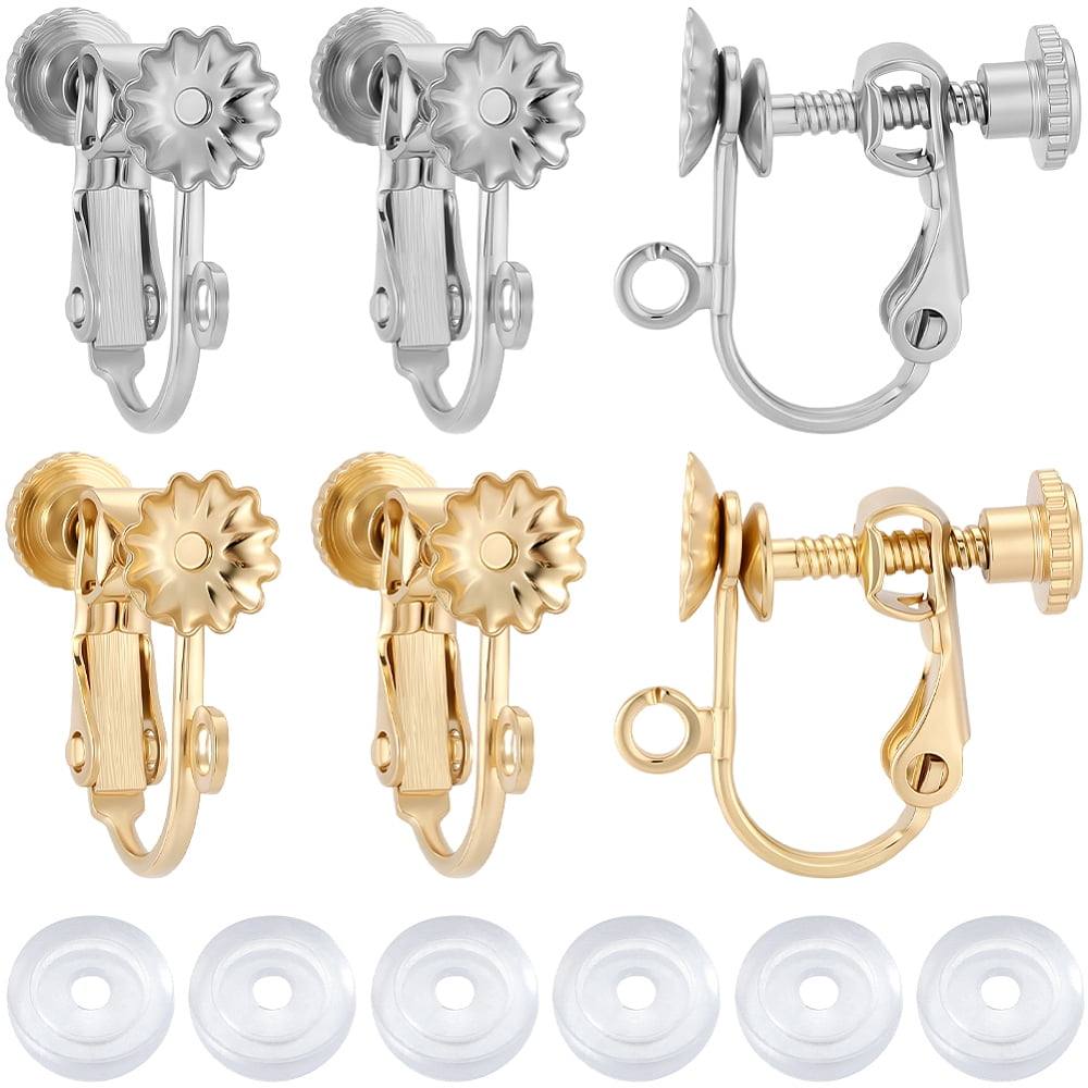 20Pcs 2 Colors Clip-on Earring Converter 18K Gold Plated 316 Surgical ...