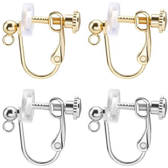 20Pcs 2 Colors Clip-on Earring Findings Screw Back Gold Stainless Steel ...