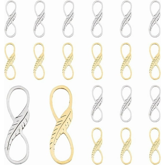 20Pcs 2 Colors Infinity Link Charms Stainless Steel Connectors Charms Infinite Symbol Charms ...