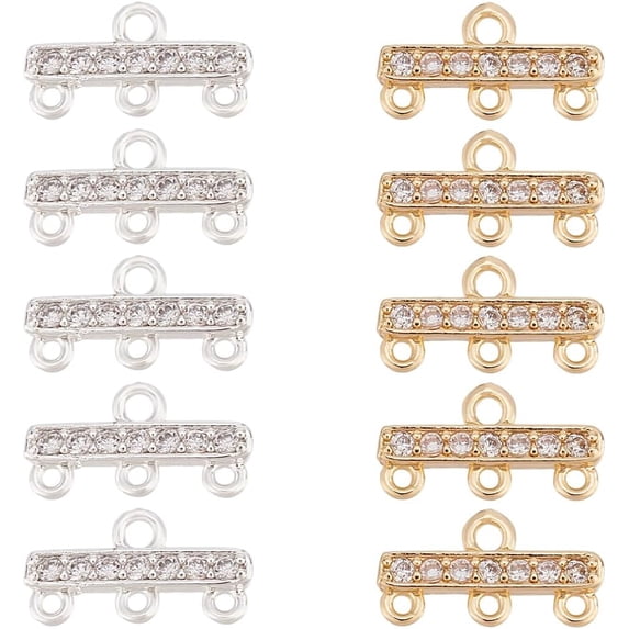 20Pcs 2 Colors Rack Plating Brass Micro Pave Clear Cubic Zirconia ...