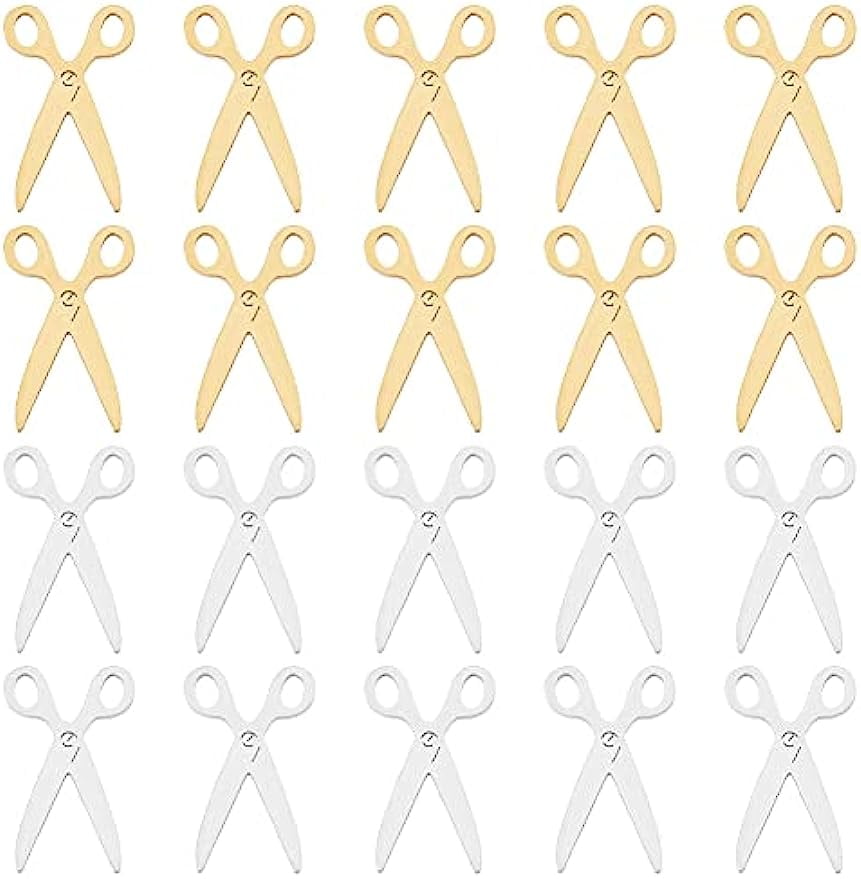 20Pcs 2 Colors Scissors Shape Charms Golden Sewing Scissors Pendants ...