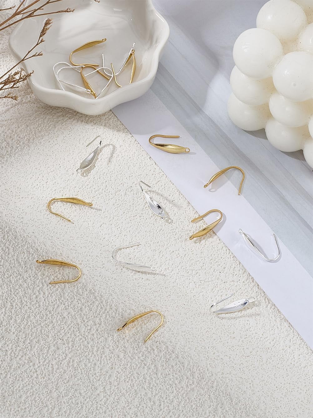 20Pcs 2 Colors Stainless Steel Earring Hooks Ear Wire with Vertical ...
