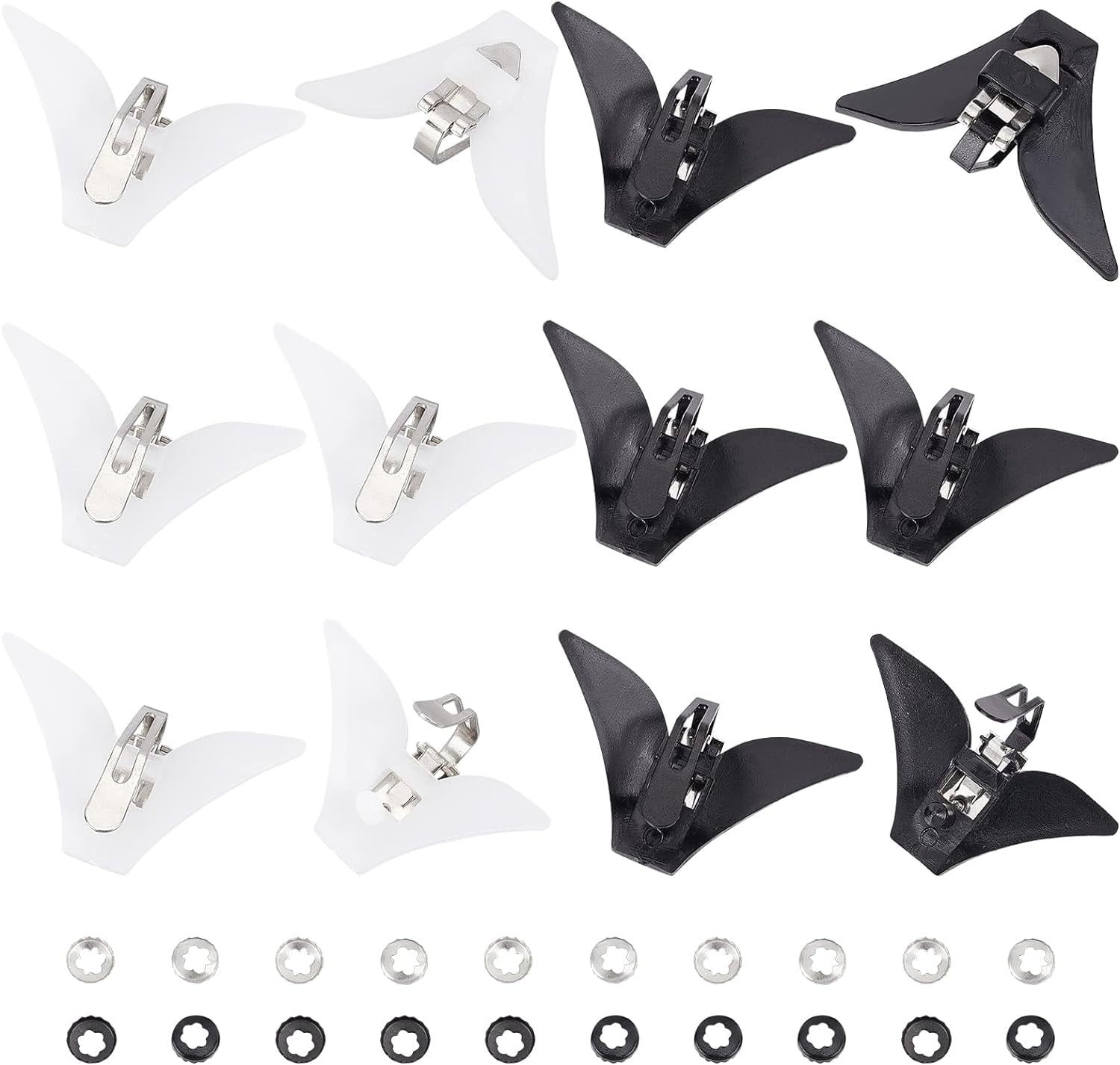 20Pcs 2 Colors Tie Clips Bowtie Hardware Fastener Black Silver Iron ...
