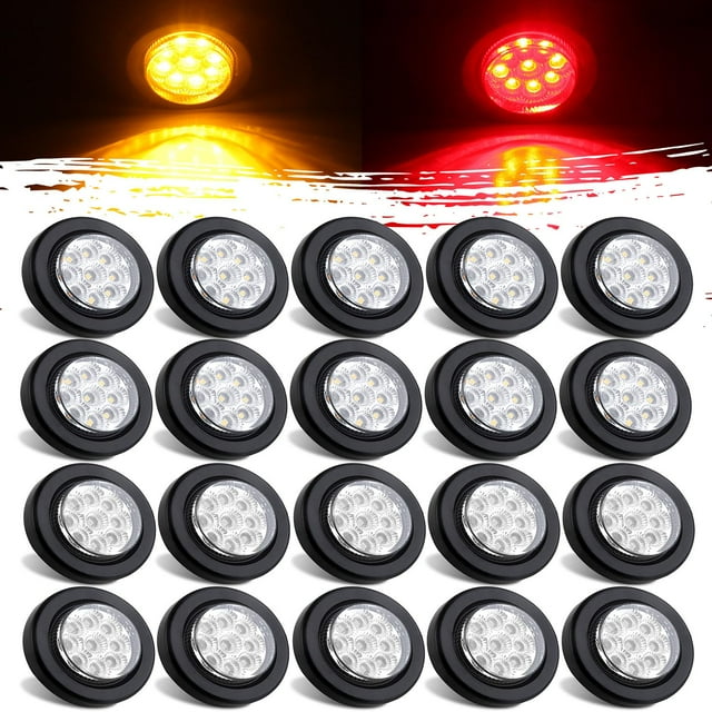 20Pcs 2" Inch Round SSF20 LED Clearance Side Lights Kit 9 LED w/Clear ...