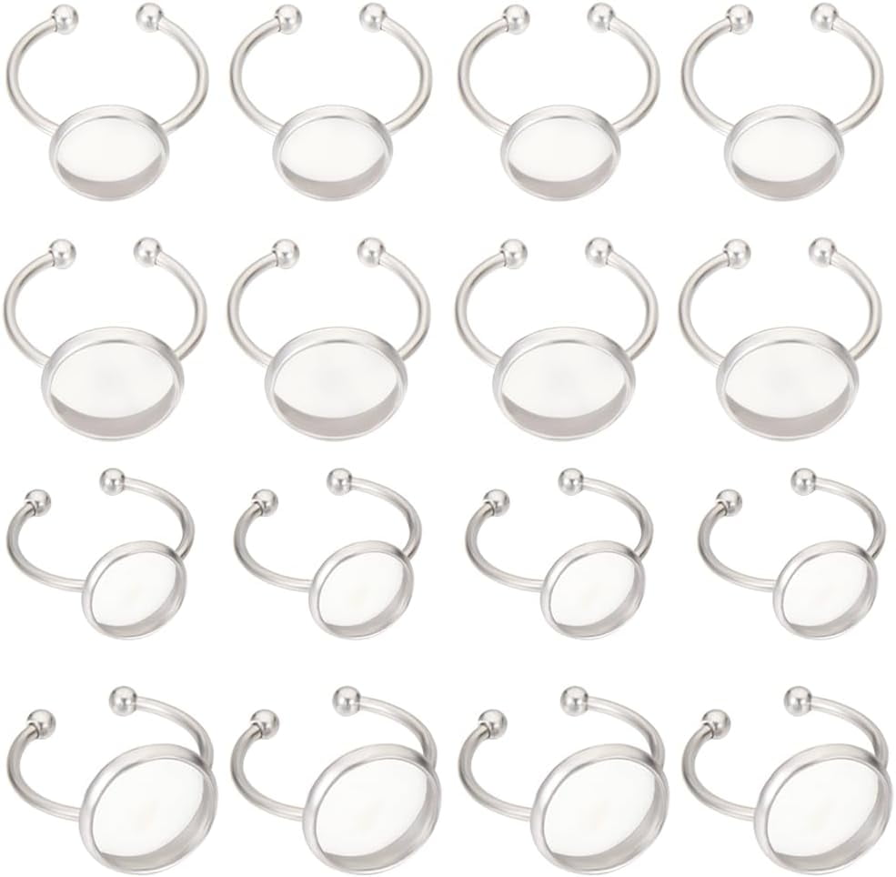20Pcs 2 Size 201 Stainless Steel Cuff Rings Components Bezel Cup Ring ...