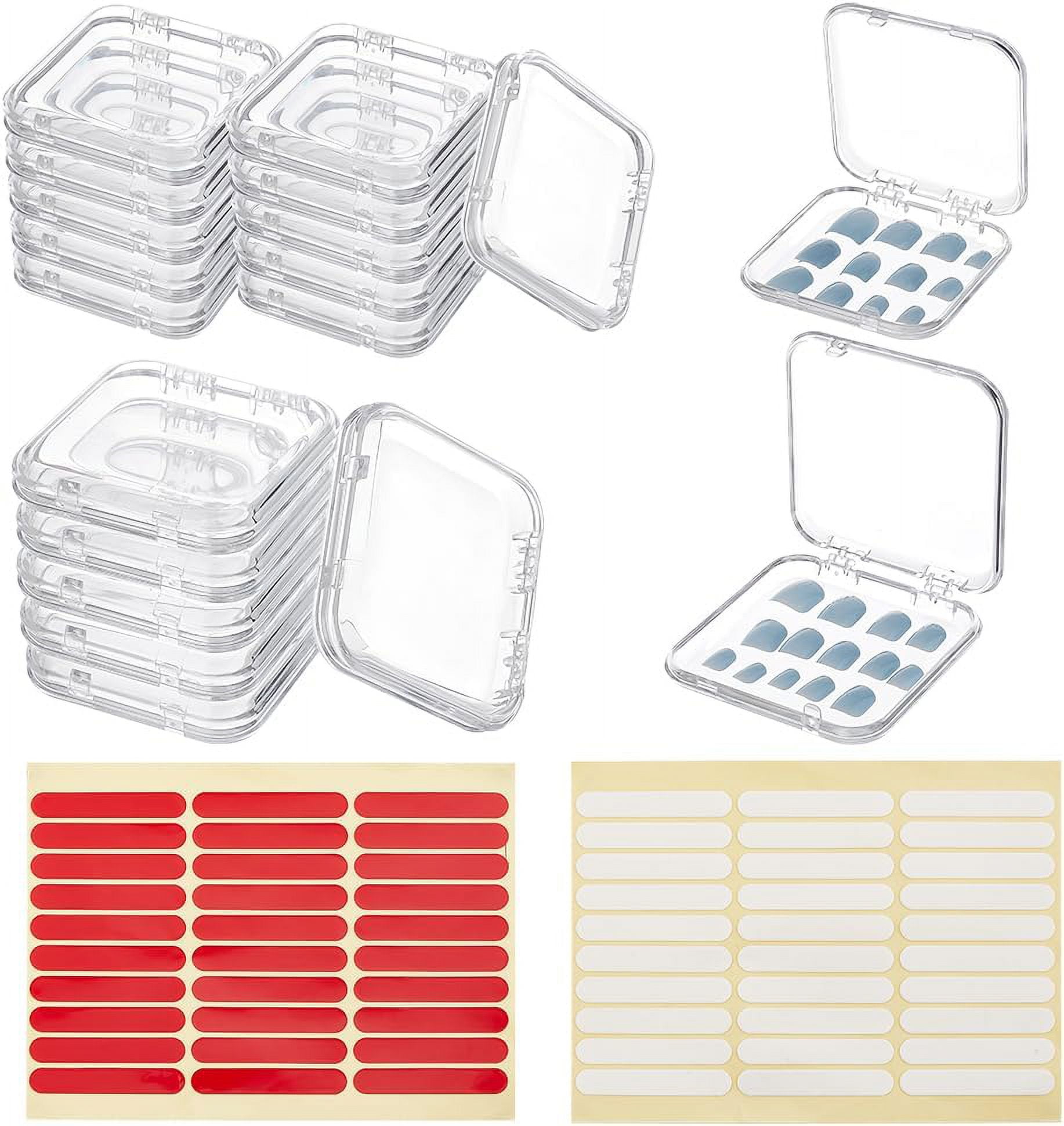 20Pcs Transparent Plastic Nail Art Tool Storage Box with 2 Sheets ...