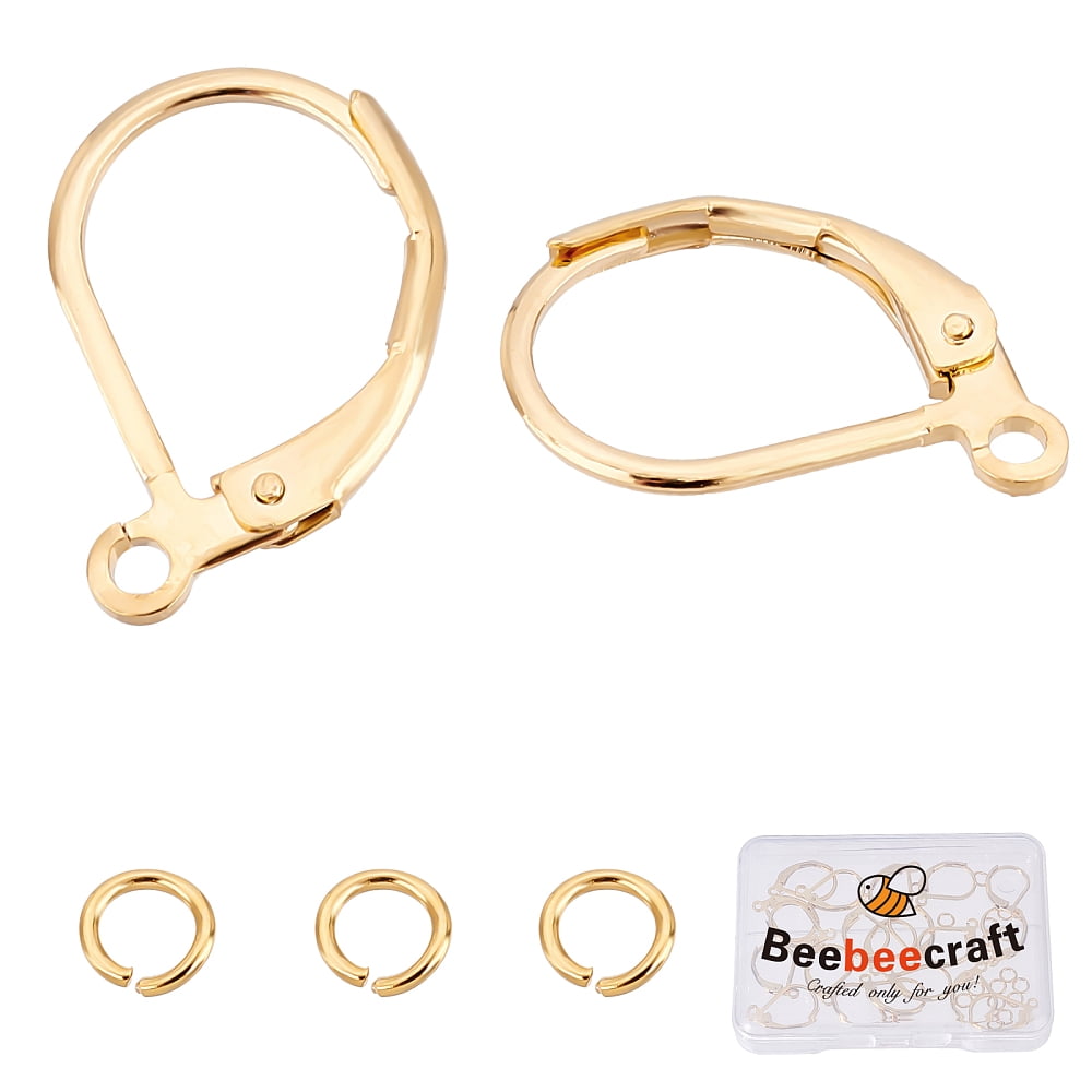 20Pcs 2 Style Brass Leverback Earring Findings with Loop with 20Pcs ...