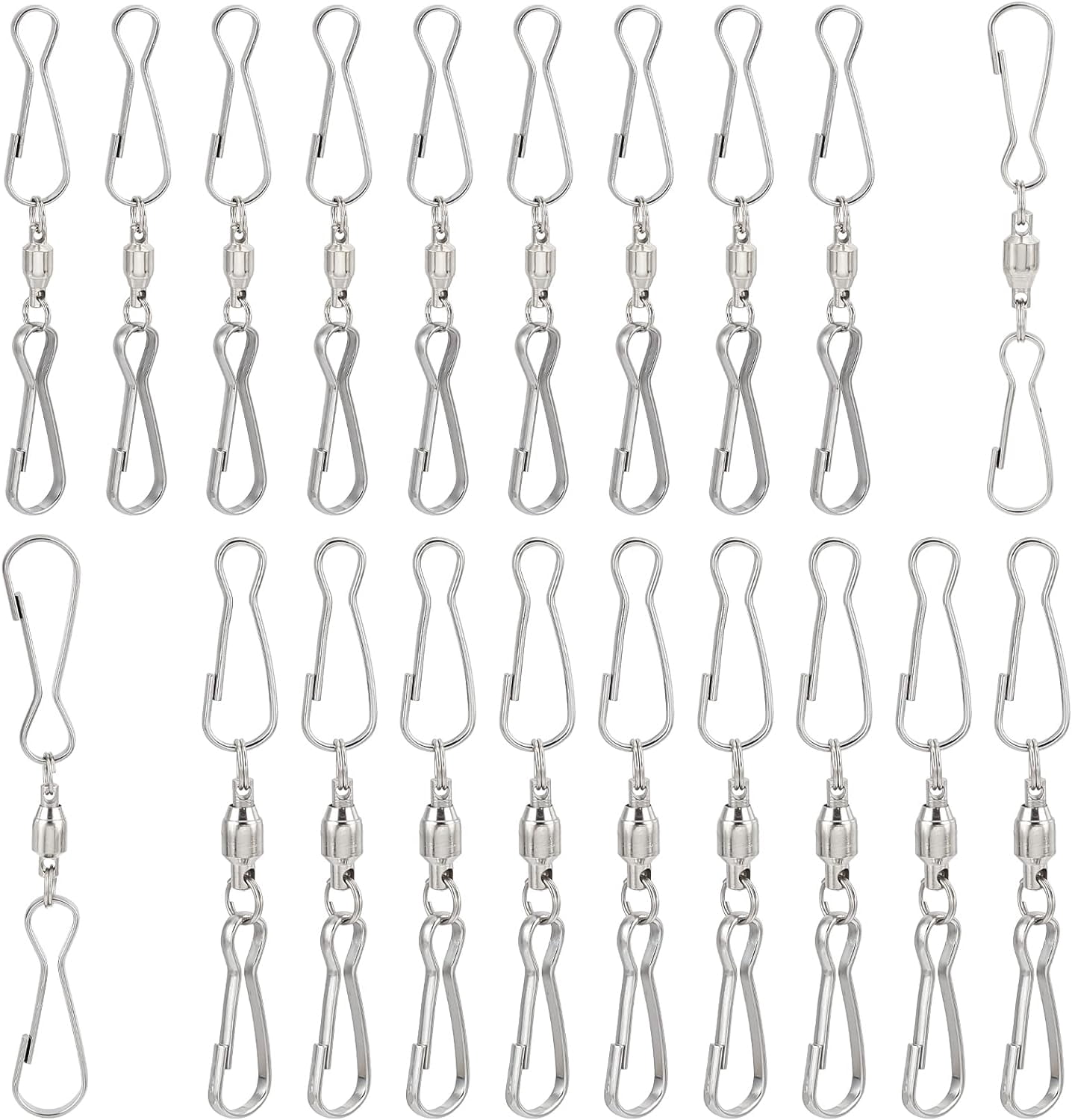 20Pcs 2 Style Stainless Steel Spinning Dual Clip Swivel Hooks for Wind ...