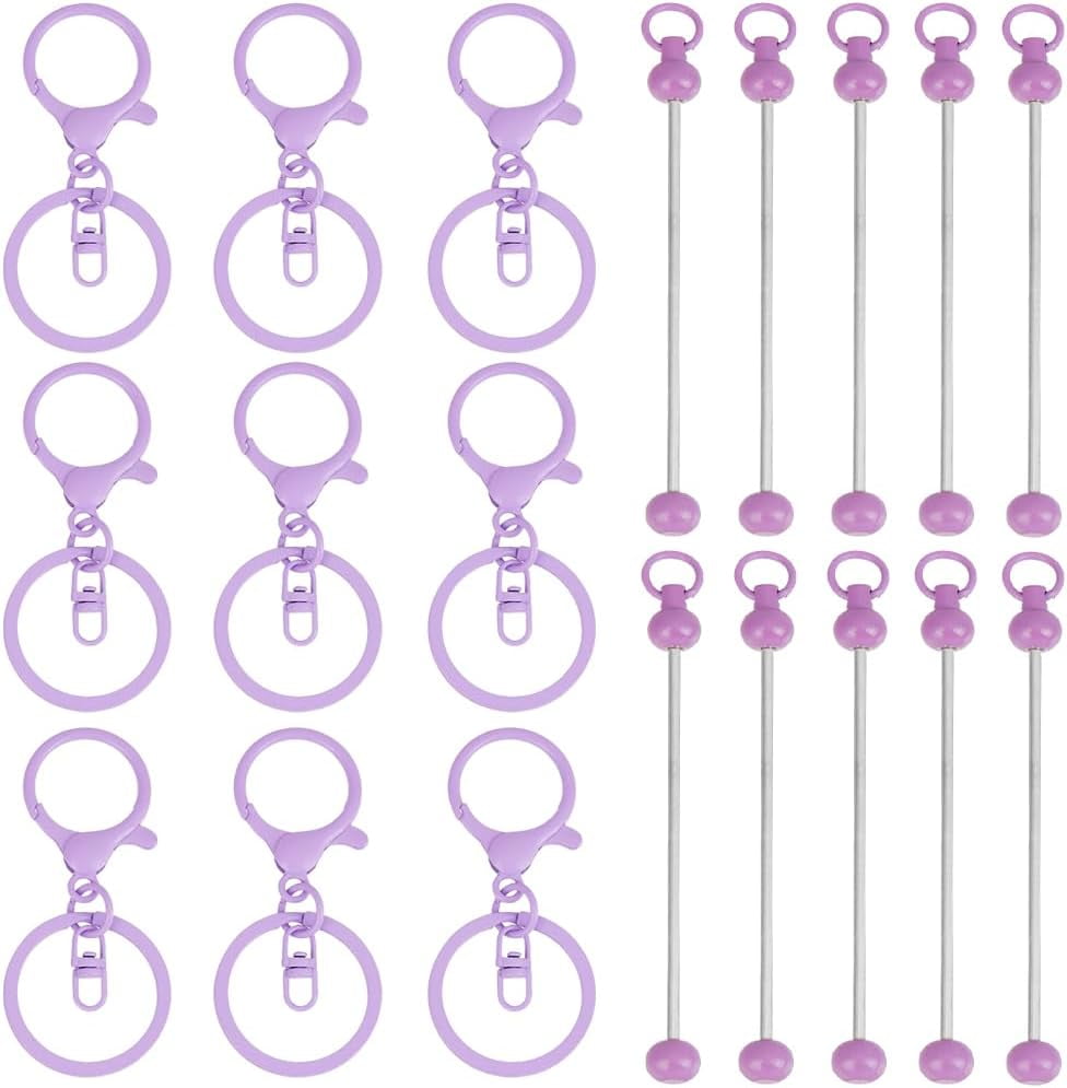 20Pcs 2 Styles Baking Painted Zinc Alloy Keychain Claspsp with Iron Bar ...