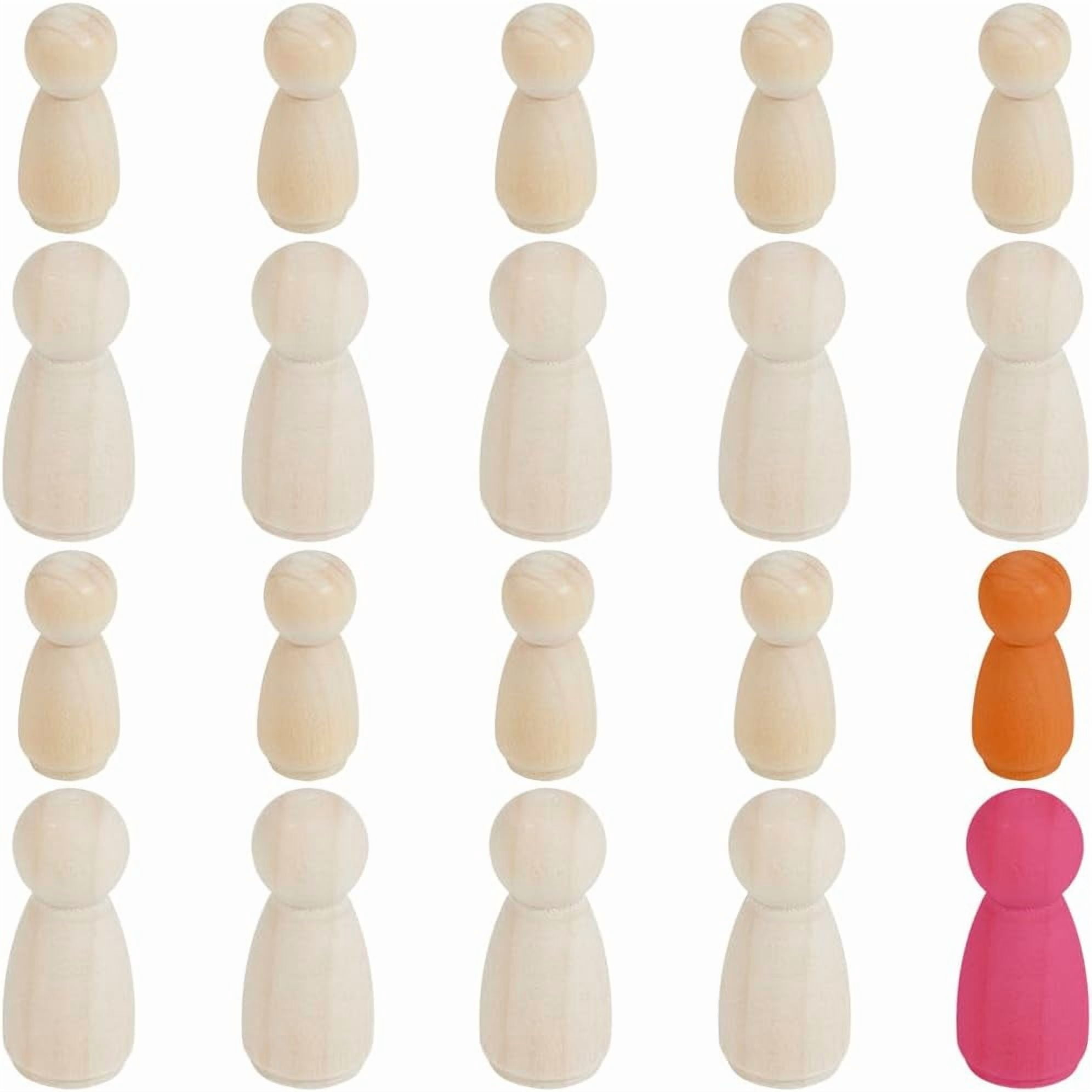 20Pcs 2 Styles Wooden Unfinished Peg Dolls 4.3CM 3.4CM Natural Blank ...