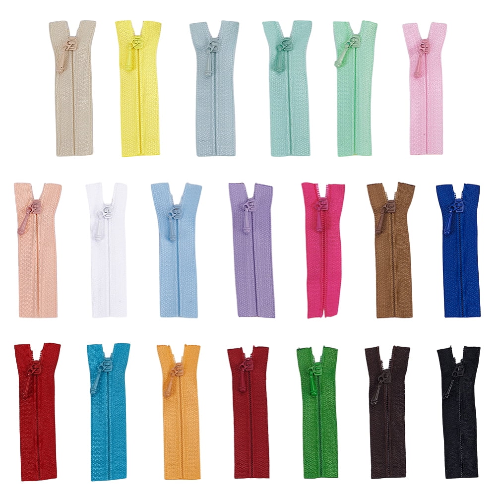 20Pcs 20 Colors Nylon Zipper Fastener with Alloy Zipper Puller for ...