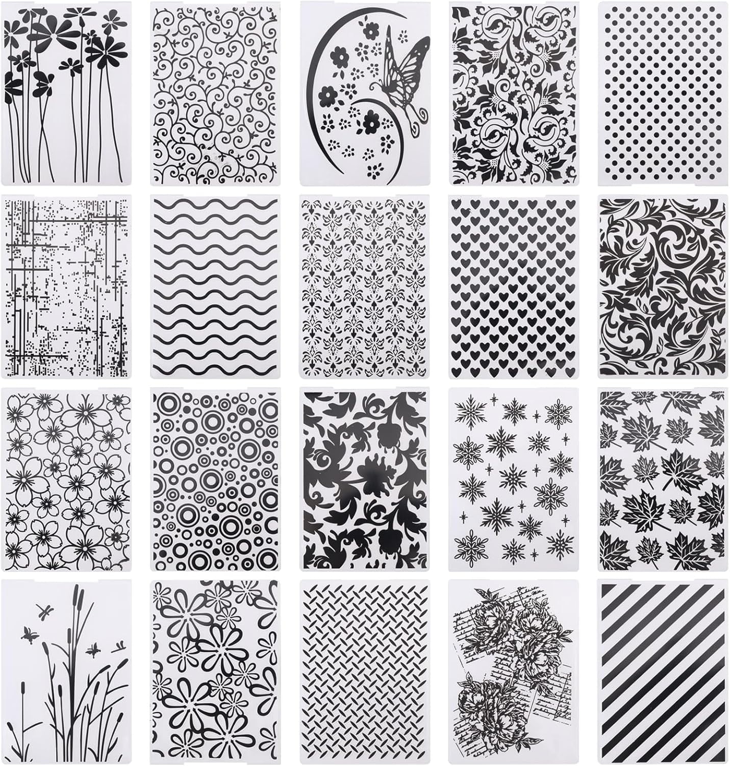20Pcs 20 Styles Plant Embossing Folders Butterfly Embossing Stencils ...