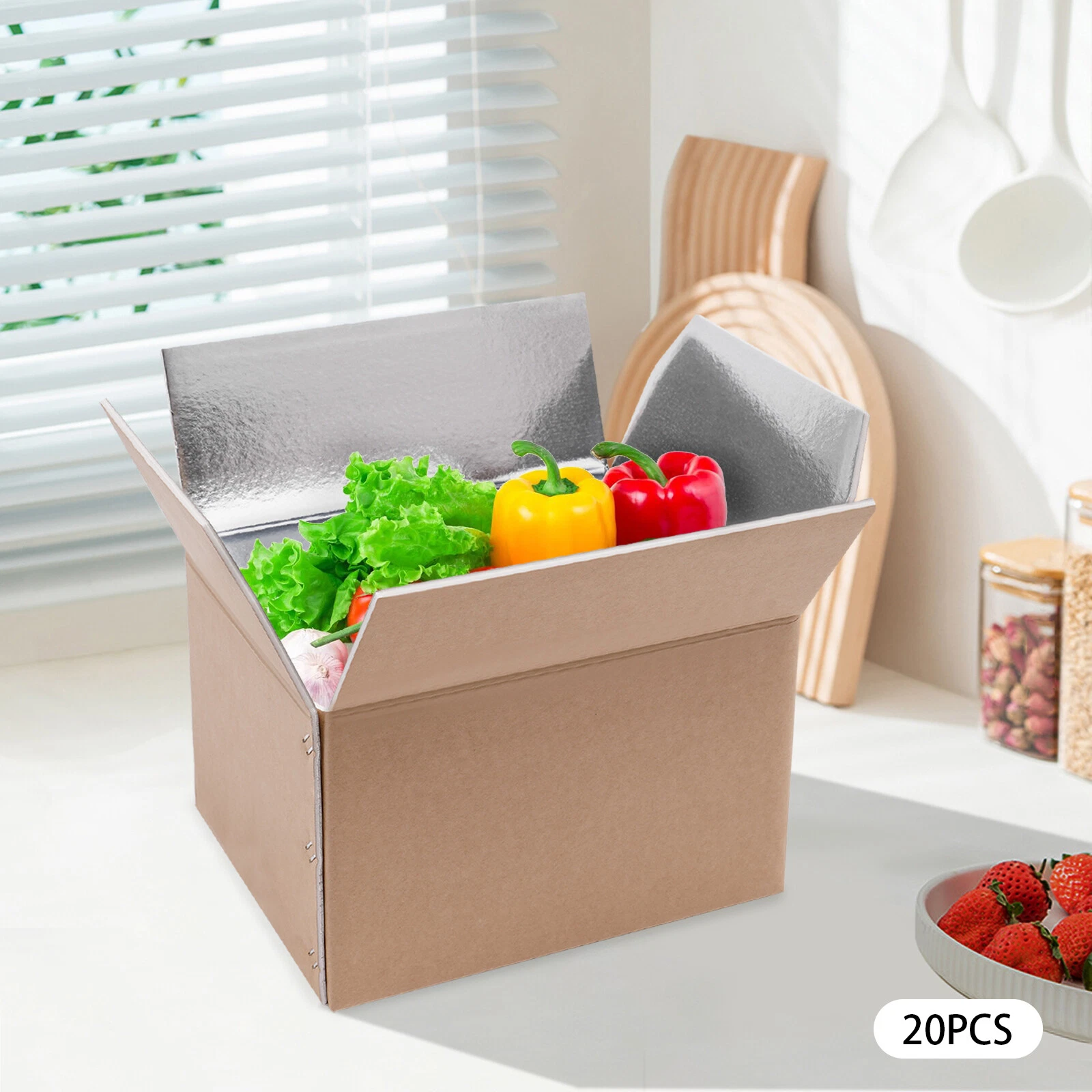 20Pcs 200kg/440lbs Foil Foam Cooler Box, Large Foil Cooler Carton ...