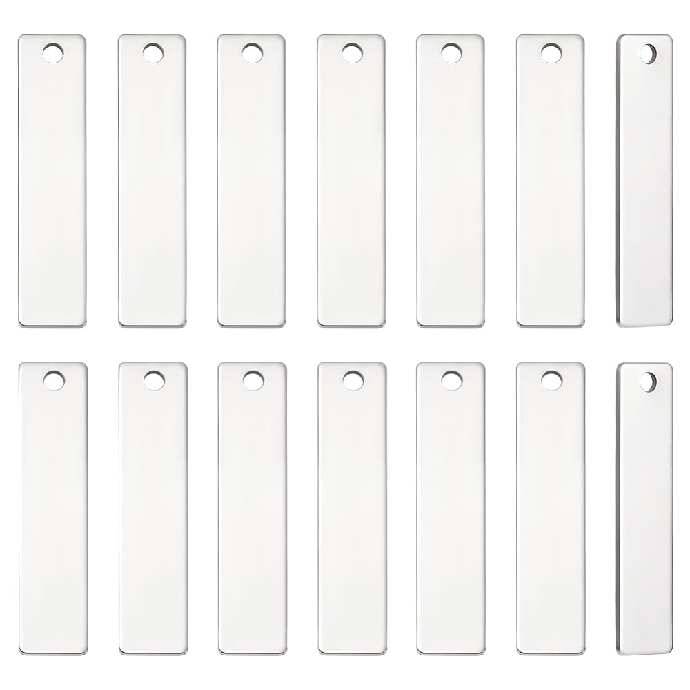 20Pcs 201 Stainless Steel Rectangle Stamping Blank Tag Pendants One ...