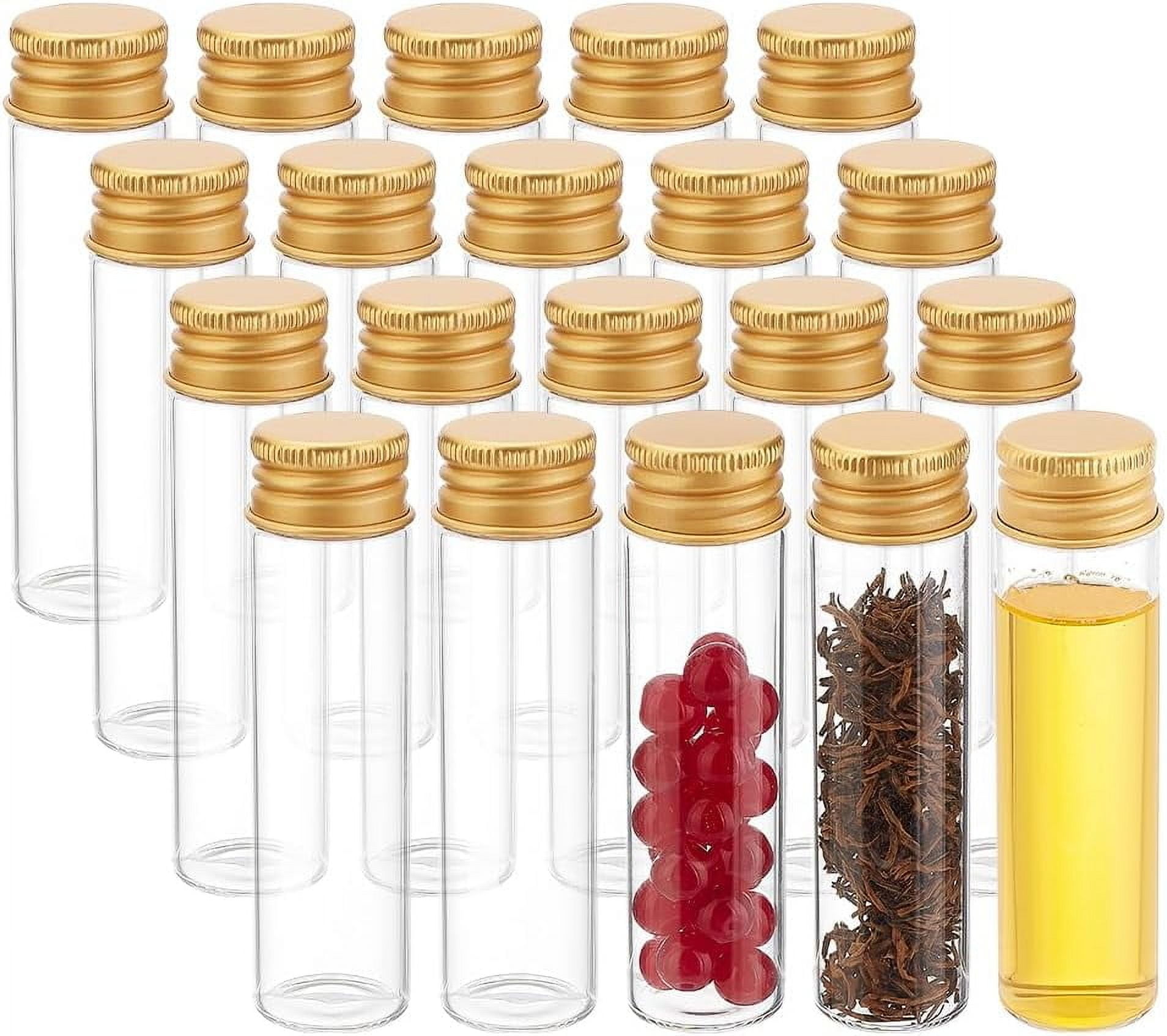 20Pcs 20ml/0.68oz Glass Sealed Bottle with Gold Screw Aluminum Cap ...
