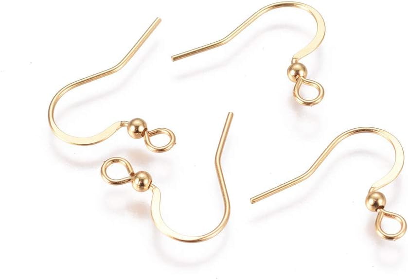 20Pcs 22 Gauge Flat Earring Hooks Golden Ear Wires 16x16.5x2.5mm 304 Stainless Steel Fish Hooks ...