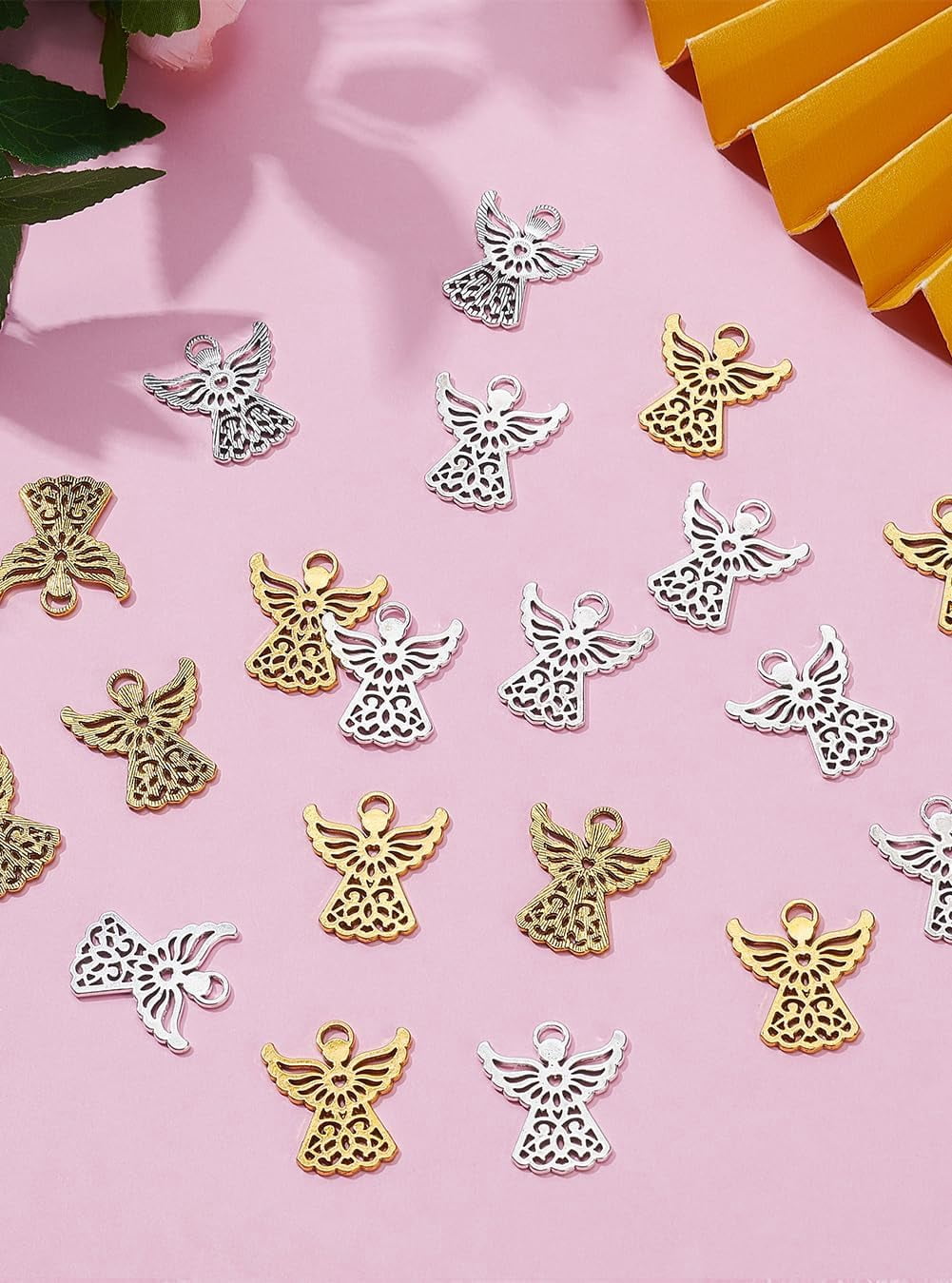 20Pcs 2Colors Tibetan Style Alloy Angel Charms Pendants 27x24.5x1.5mm ...