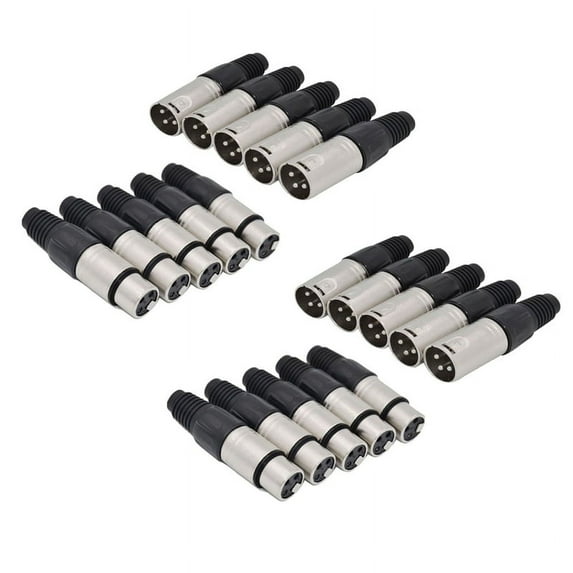 20Pcs 3 Pin XLR Solder Type Connector 5 Male + 5 Female Plug Cable ...