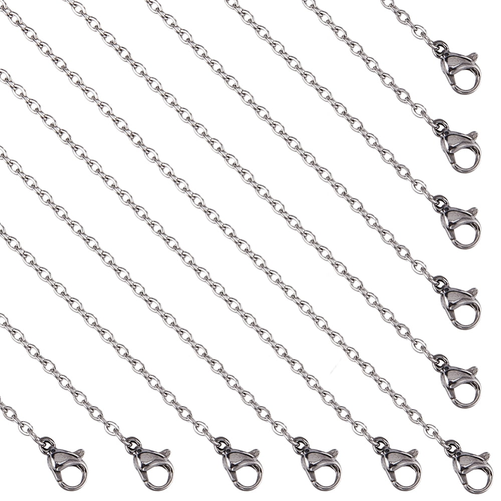 20Pcs 304 Stainless Steel Cable Chain Necklaces Set with Lobster Clasps ...