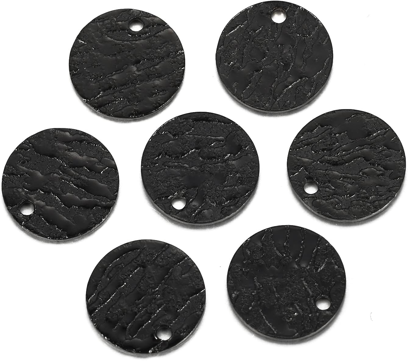 20Pcs 304 Stainless Steel Charms Textured Flat Round Pendant Charm ...