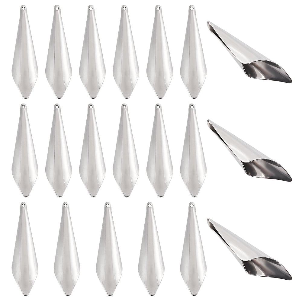 20Pcs 304 Stainless Steel Long Cap Bails Cone Cone Beads Caps Metal ...
