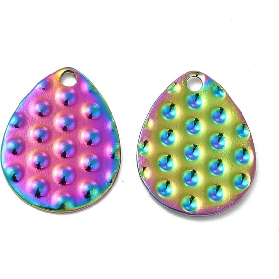 20Pcs 304 Stainless Steel Pendants Ion Plating(IP) Teardrop Charm Rainbow Color Metal Charms ...