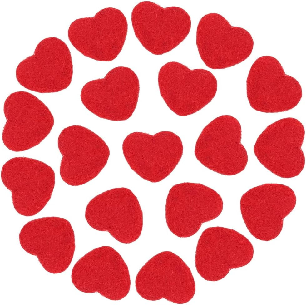 20Pcs 30mm Heart Shape Wool Felt Balls Handmade Felt Hearts Balls for ...