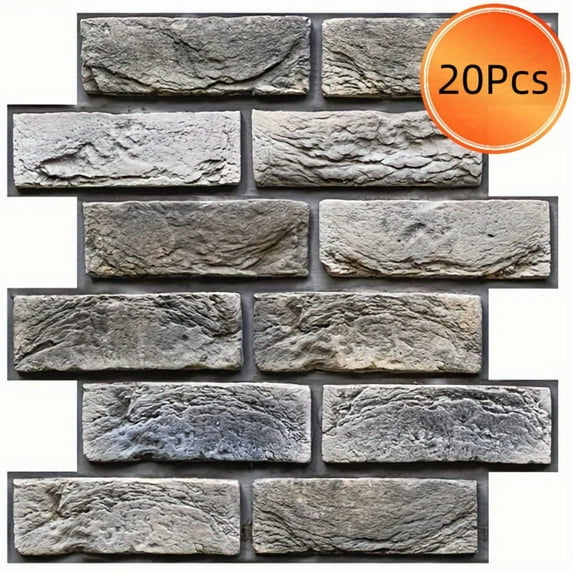 20Pcs 3D Brick Pattern Creative Stereo Wall Stickers Self-adhesive ...
