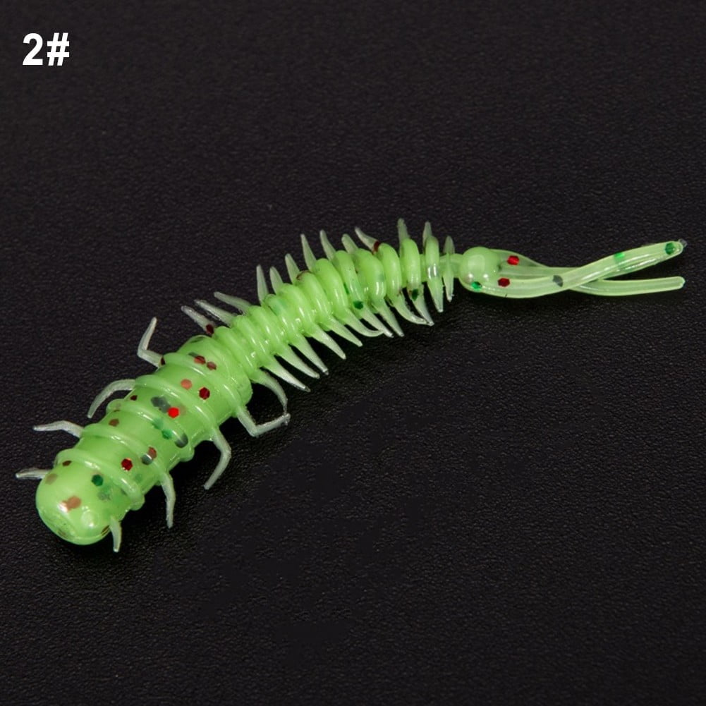 20Pcs 4.5Cm Fishing Soft Lure Larva Worm Bait Three Tailed Spiral Slug ...