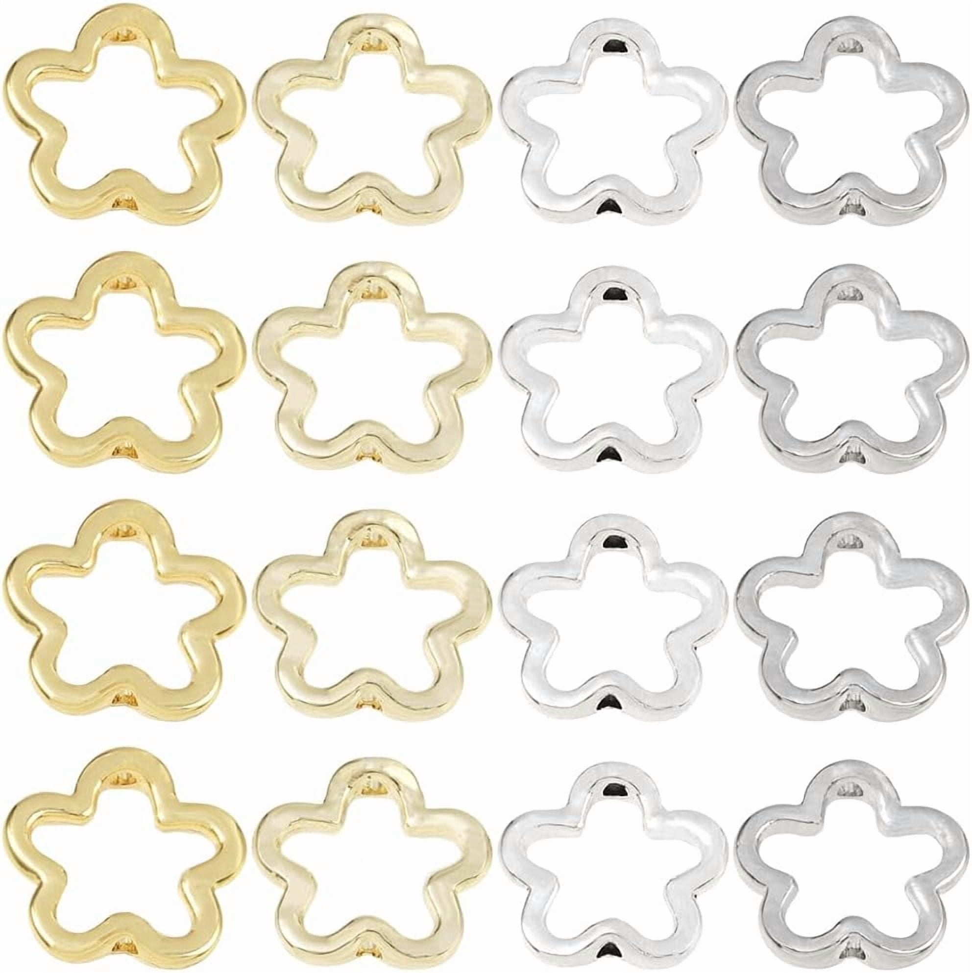 20Pcs 4 Colors Alloy Bead Frame Flower Mixed Color 15.5x15.5x3mm Hole ...