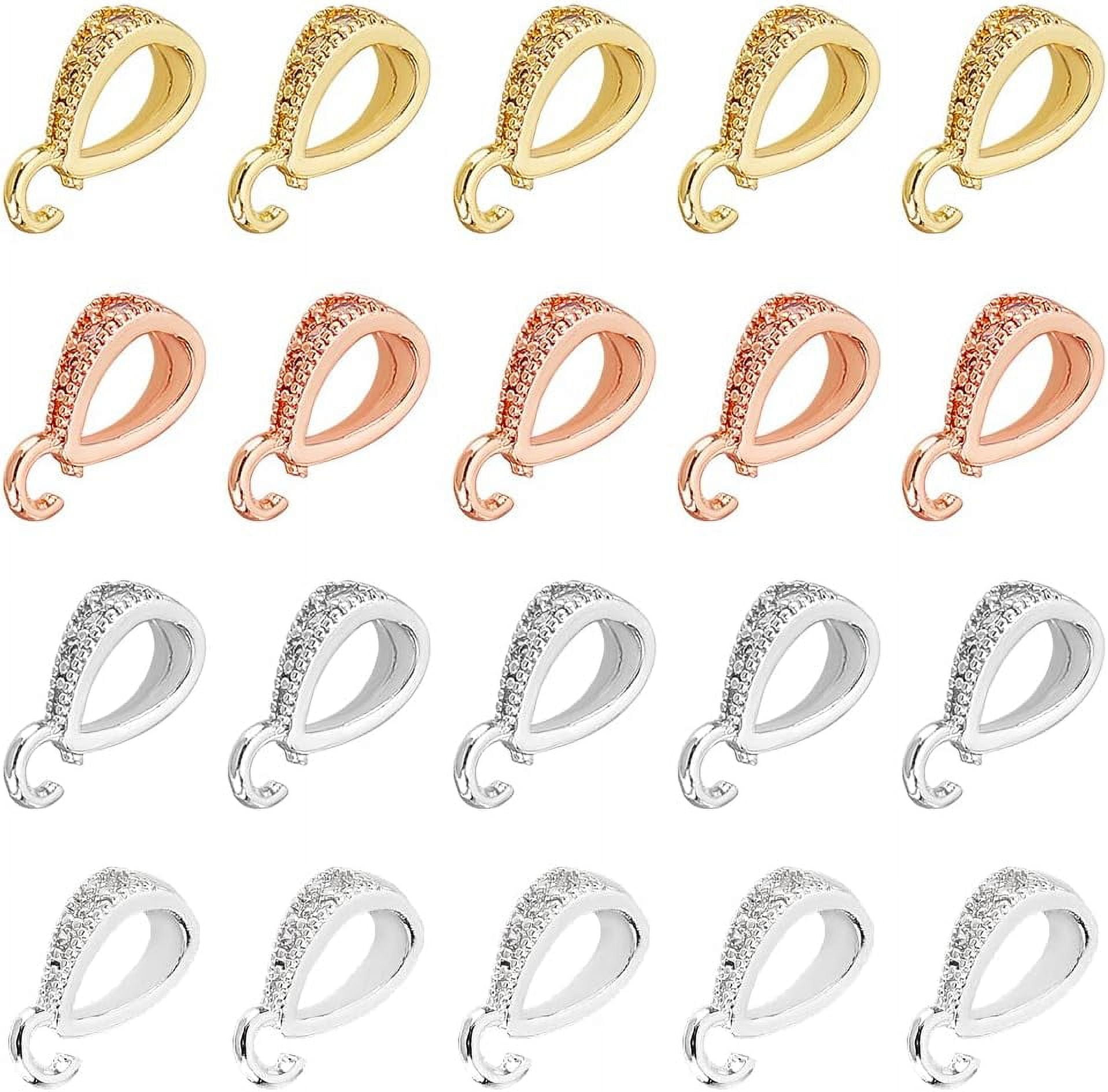 20Pcs 4 Colors Cubic Zirconia Bail Beads Hanger Links Brass Ice Pick ...